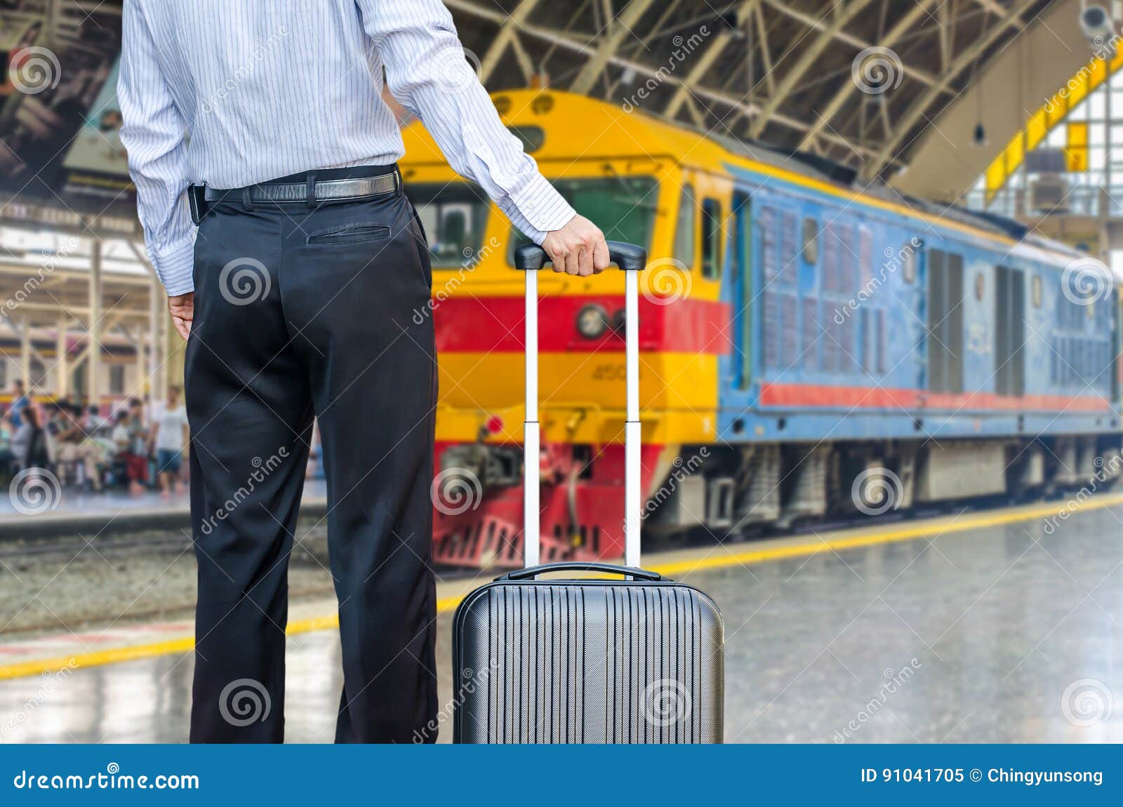 Businessman Standing on the Platform of a Train Station Stock Image ...