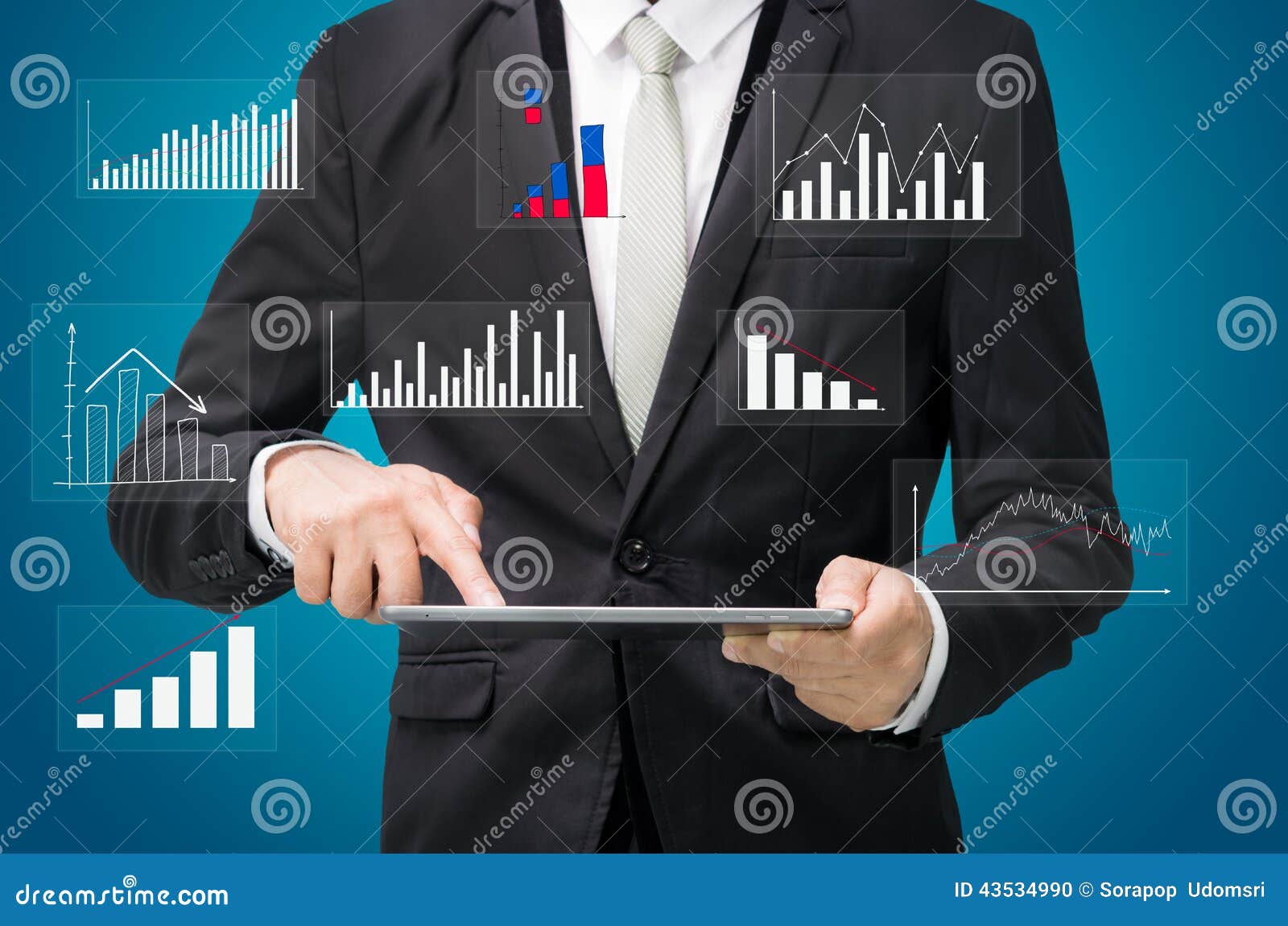 Businessman Standing Posture Hand Hold Graph on Tablet Stock Photo ...