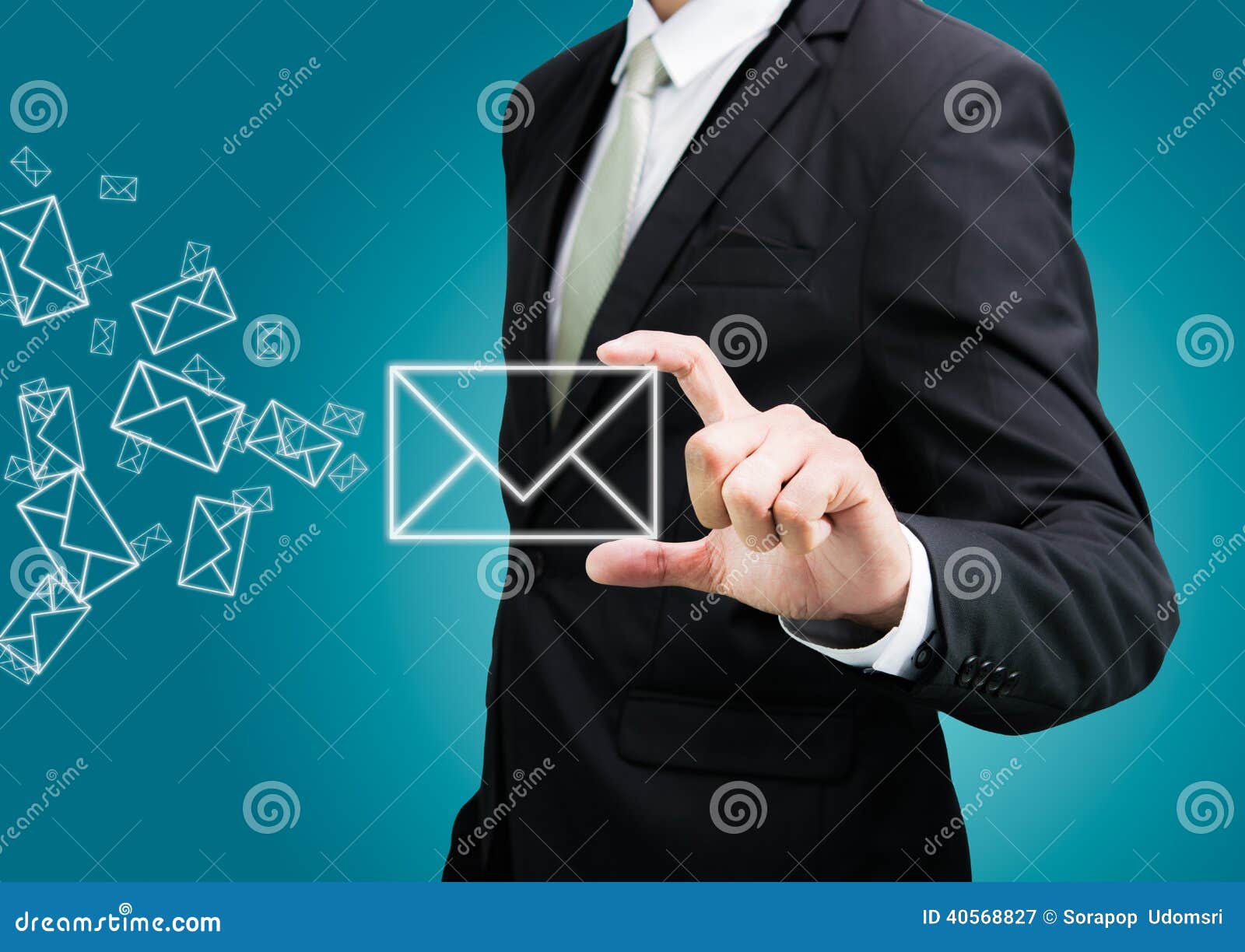 Businessman Standing Posture Hand Hold Mail Icon Stock Image - Image of ...