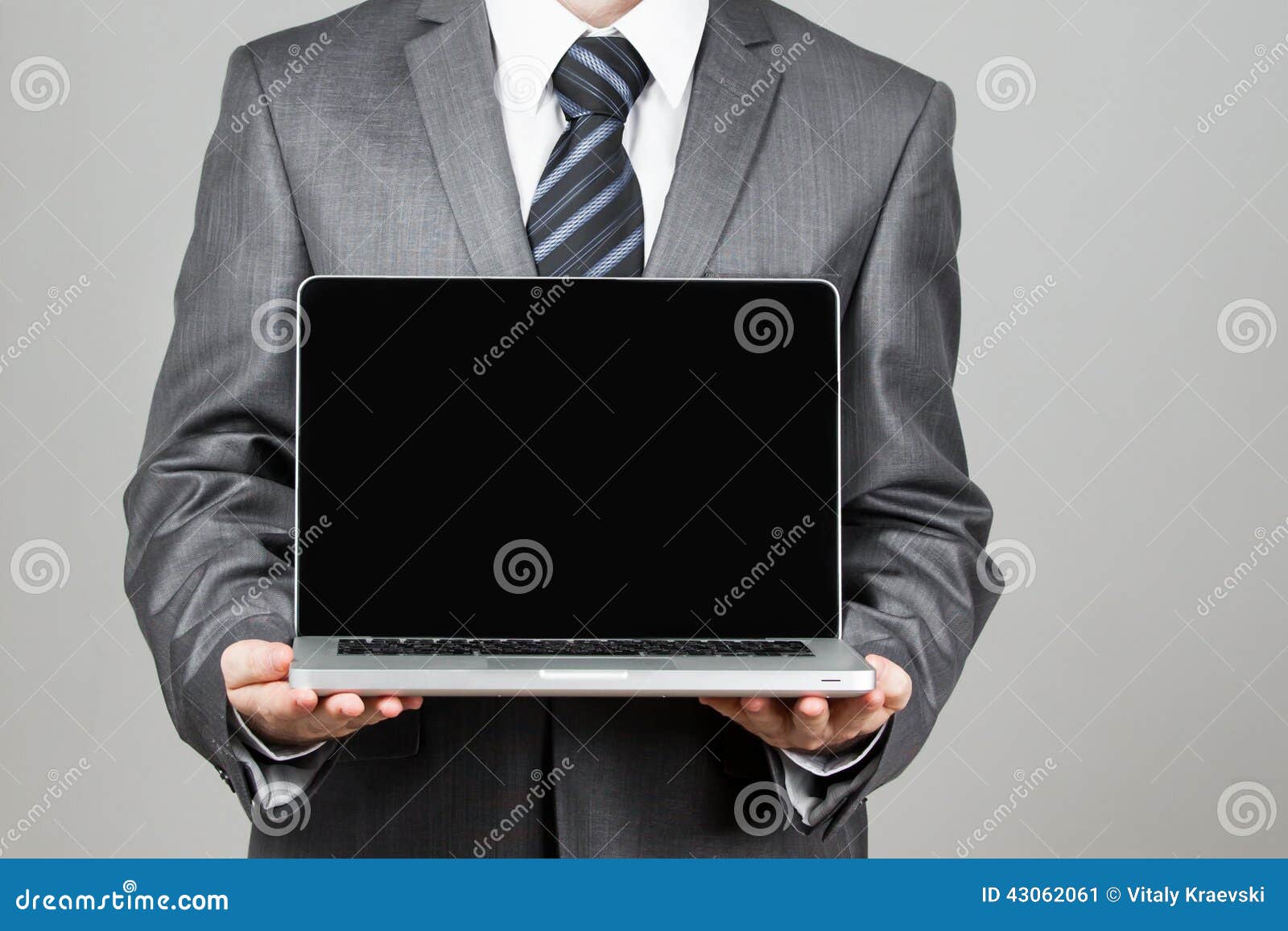 Businessman Standing Posture Hand Hold Notebook Laptop Stock Image ...
