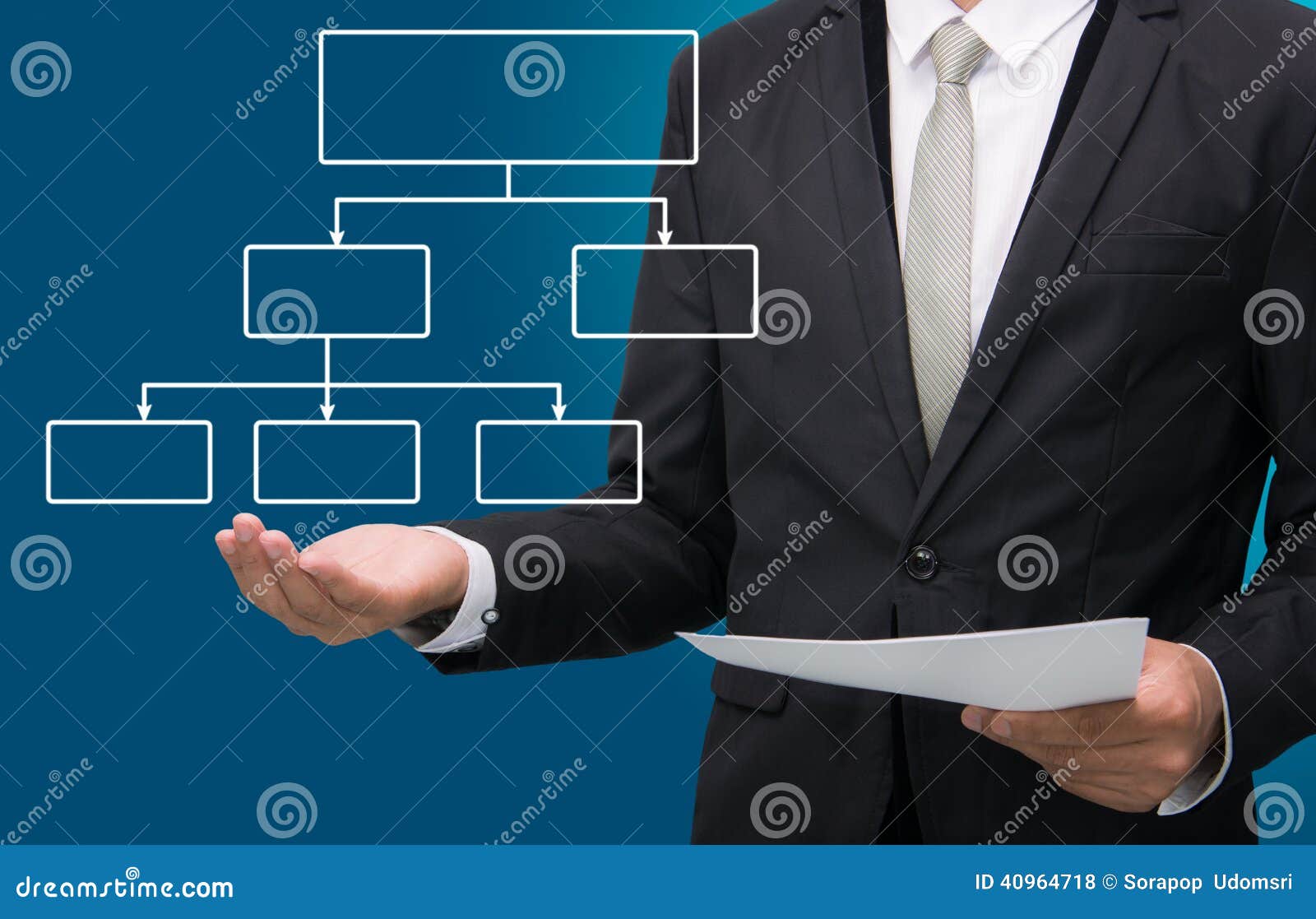 Businessman Standing Posture Hand Holding Strategy Flowchart Iso Stock ...