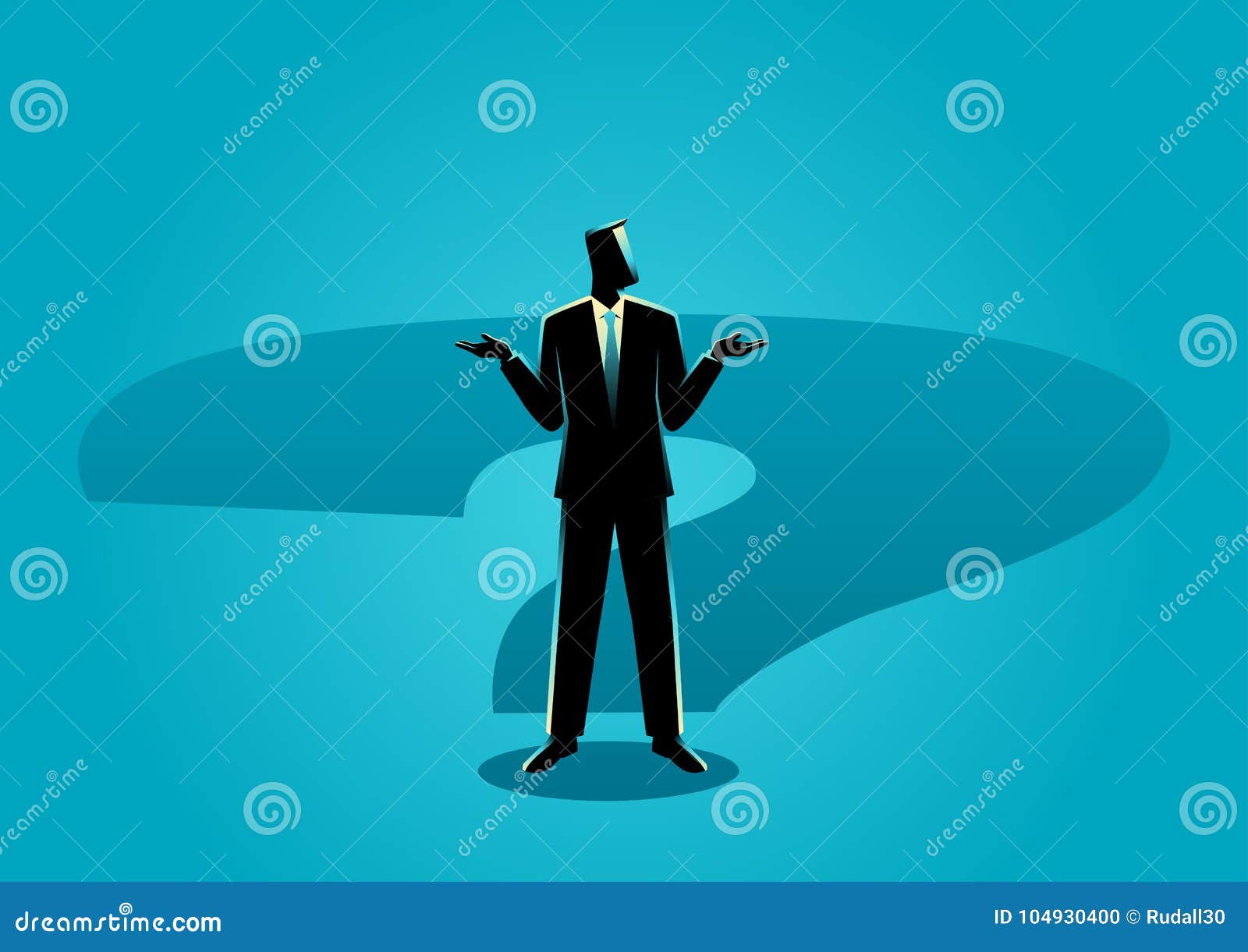 Businessman Standing on Question Mark Shadow Stock Illustration ...