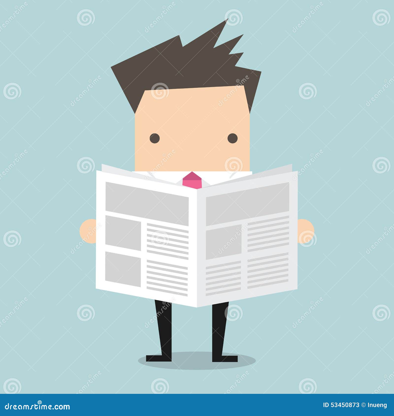 Businessman Standing and Reading a Newspaper Stock Vector ...