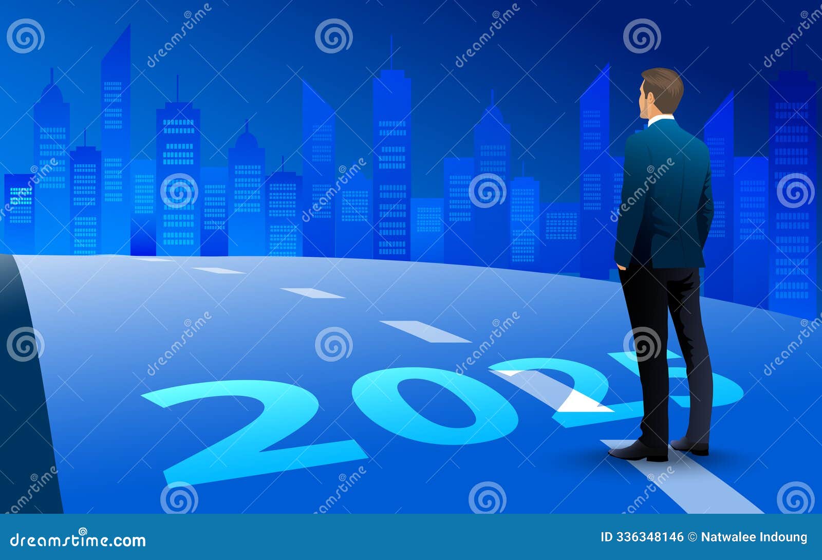 Businessman Standing on the Road and Looking Forward Ahead in 2025 ...