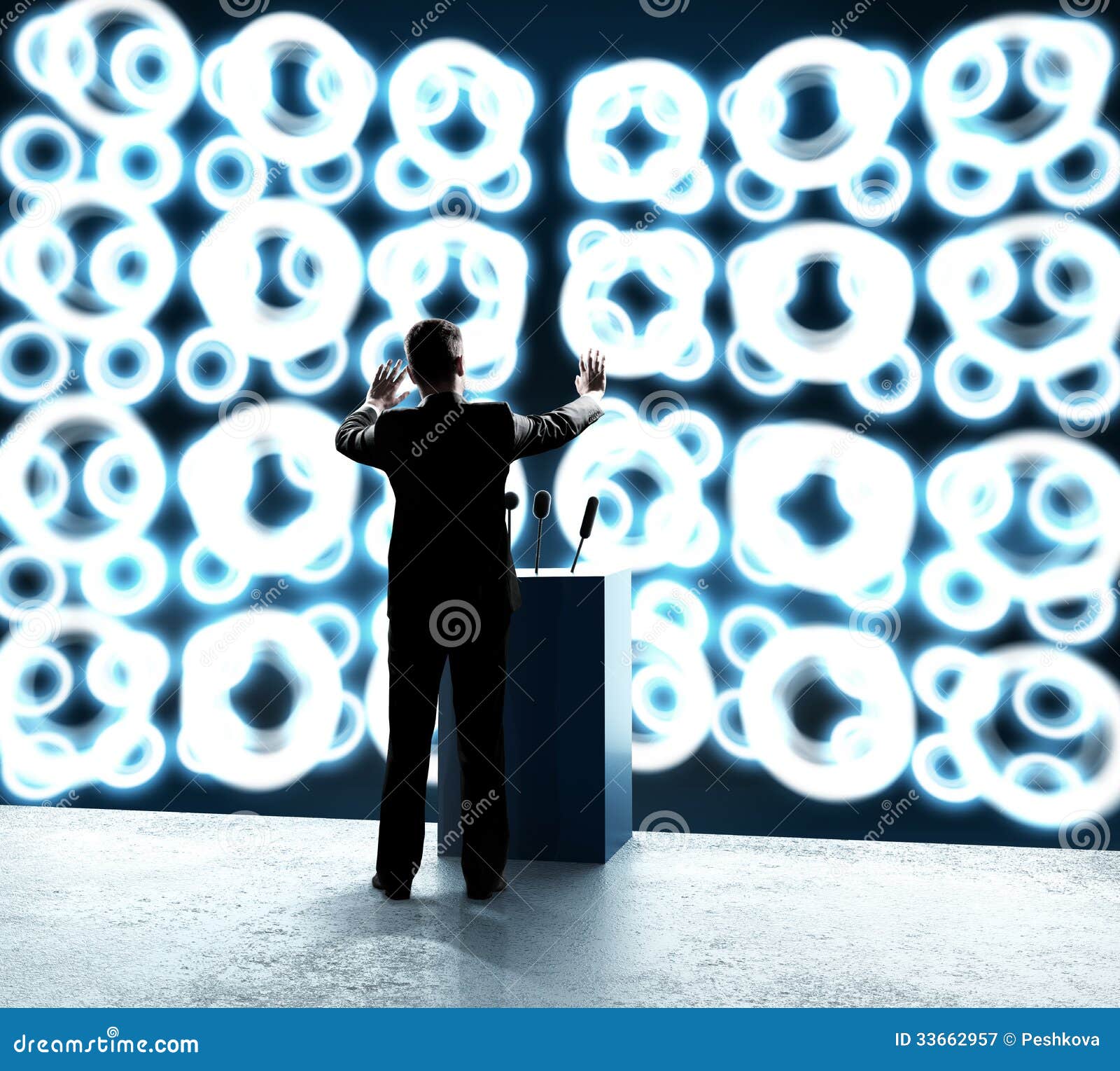 Businessman Standing on Rostrum Stock Image - Image of meeting ...