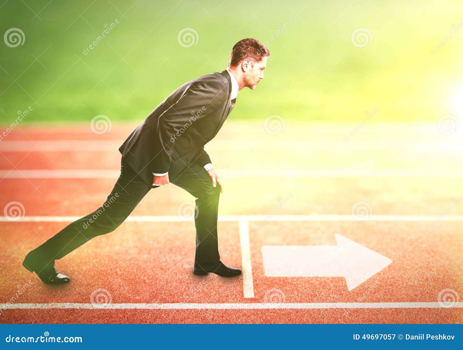 Businessman Standing on Running Track Stock Image - Image of ...