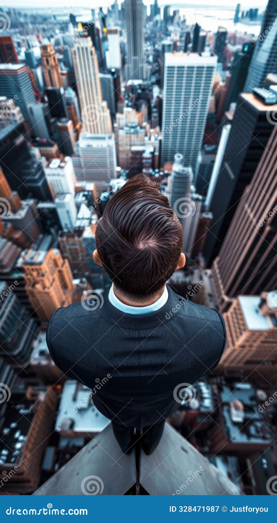 Businessman Standing on Skyscraper Edge. Generative Ai Stock ...