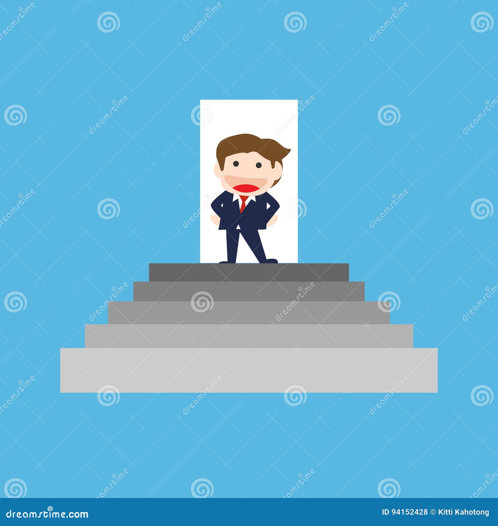 Businessman Standing on the Stair, Vector Cartoon Stock Illustration ...