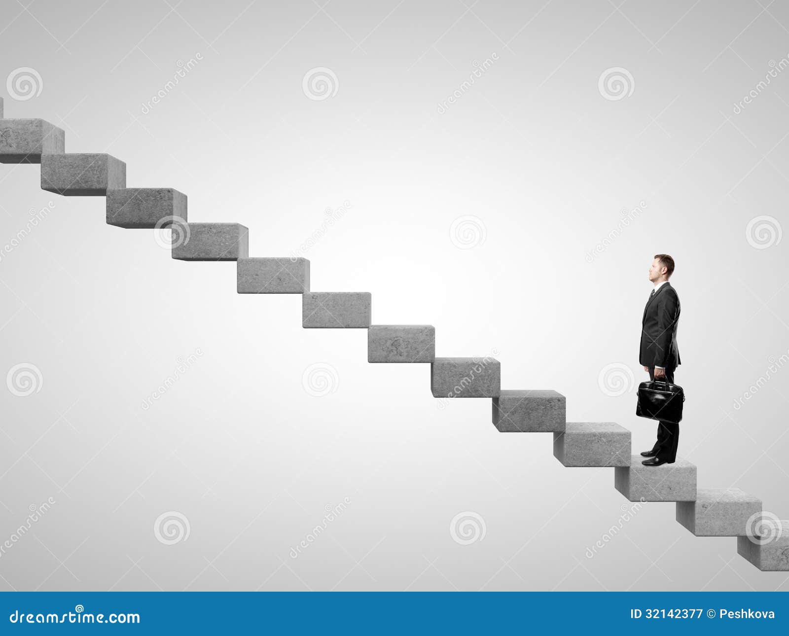 Businessman Standing on Stairs Stock Image - Image of scale, graduation ...