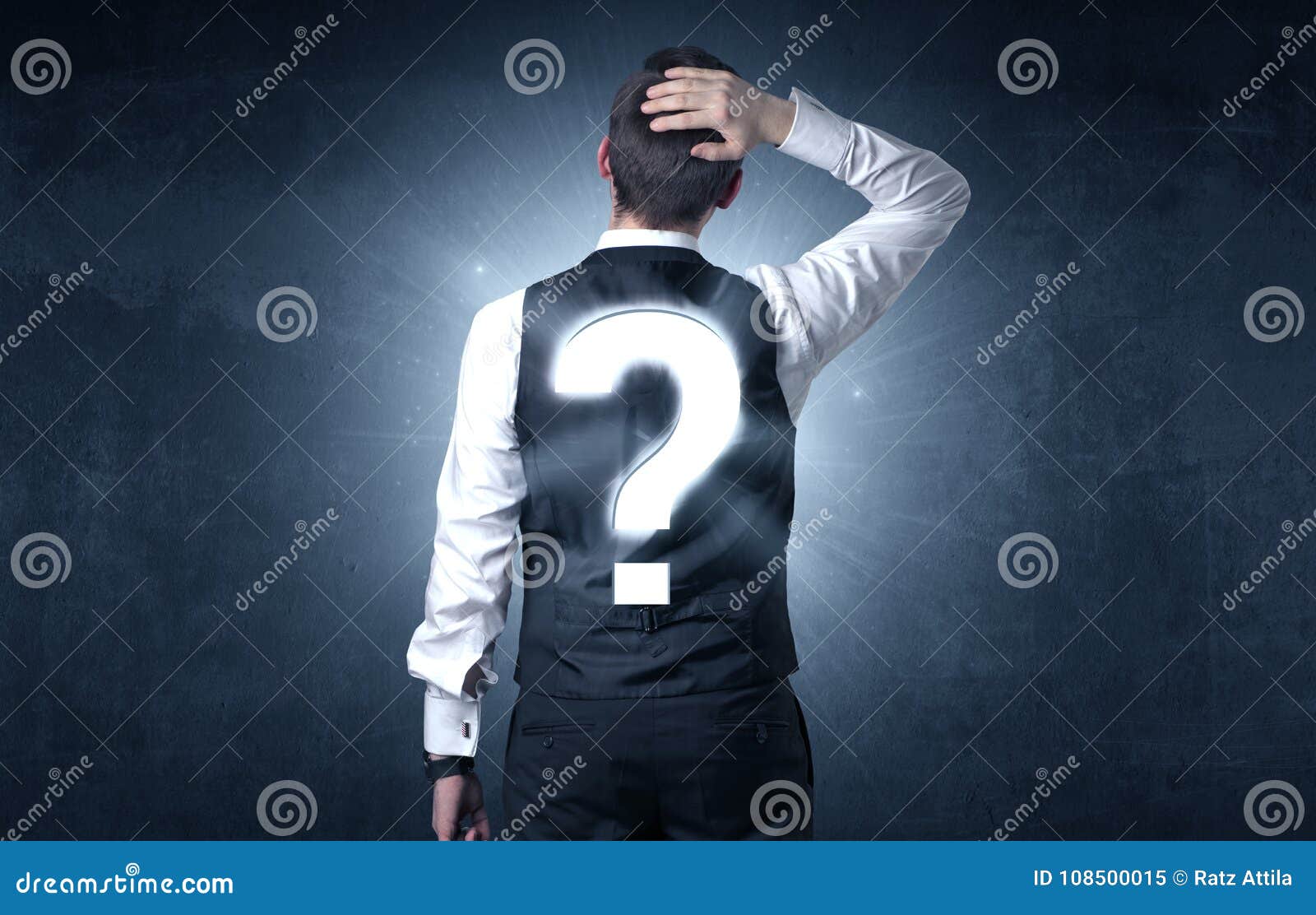 Man Standing with Question Mark on His Back Stock Image - Image of ...