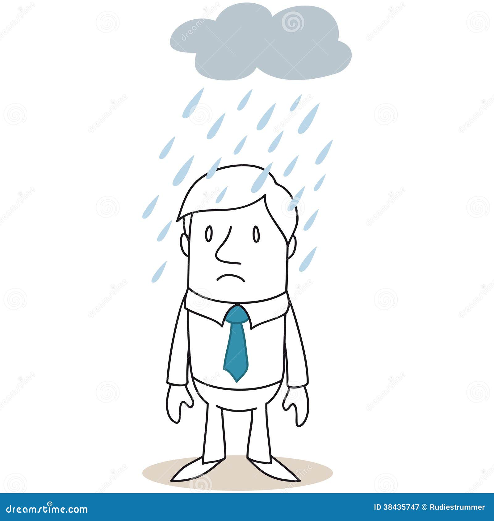 Businessman Standing Under a Rainy Cloud Stock Vector - Illustration of ...