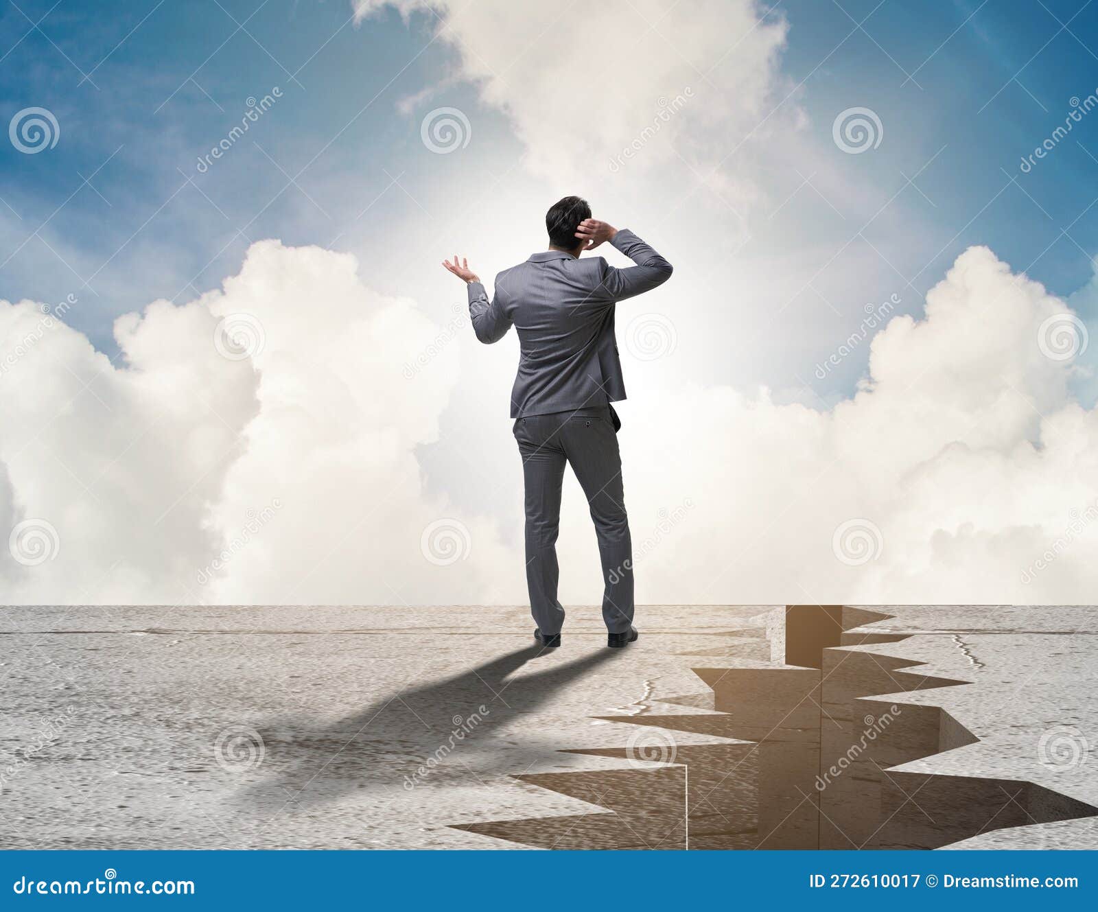 Businessman Standing Unsure Next To Cliff Stock Illustration ...