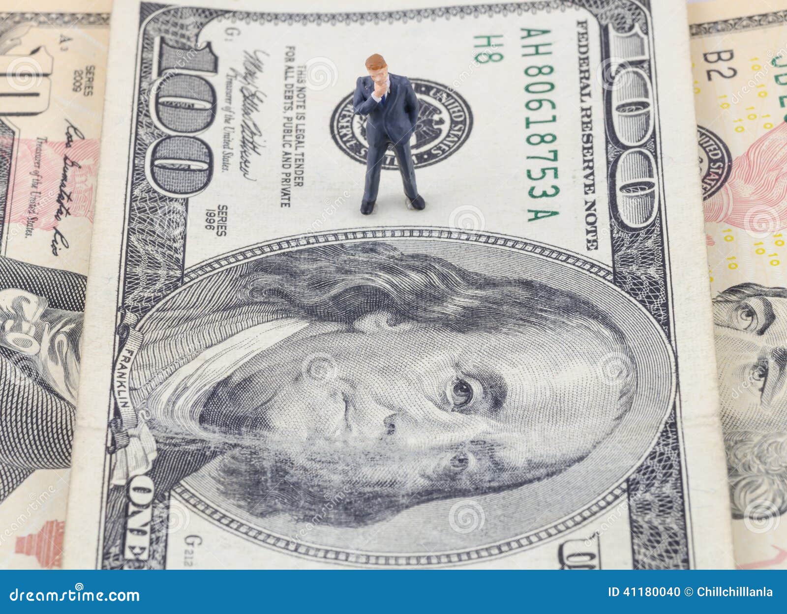 Businessman Standing on the US Dollar Banknote Stock Photo - Image of ...