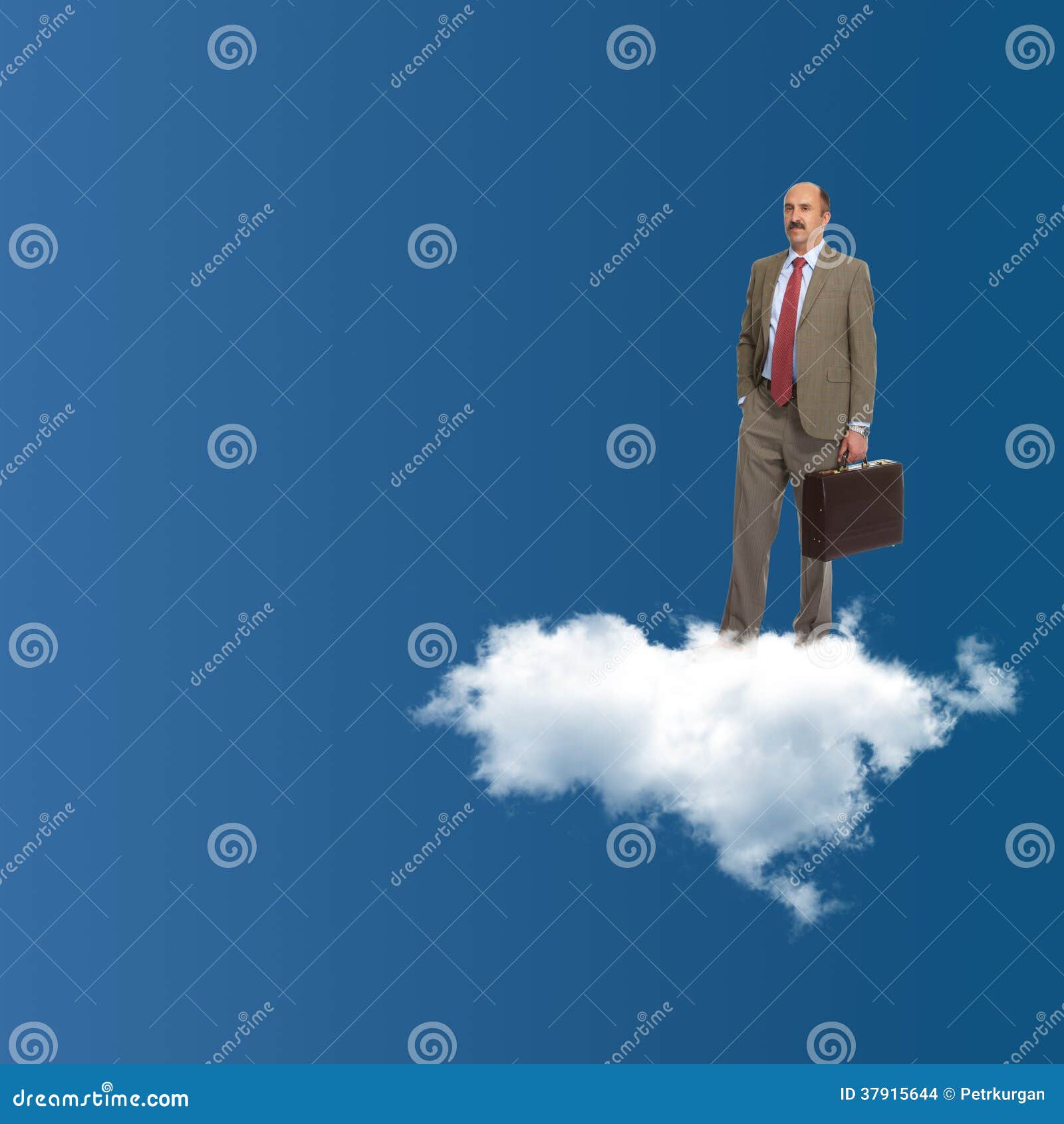 The Businessman Stands on a Cloud Stock Photo - Image of male, cravat ...