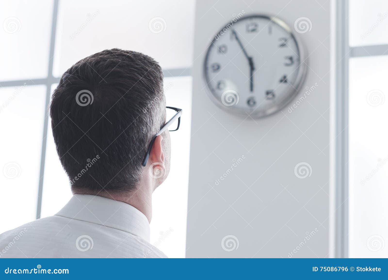 Businessman Staring at the Clock Stock Photo - Image of wear, worker ...