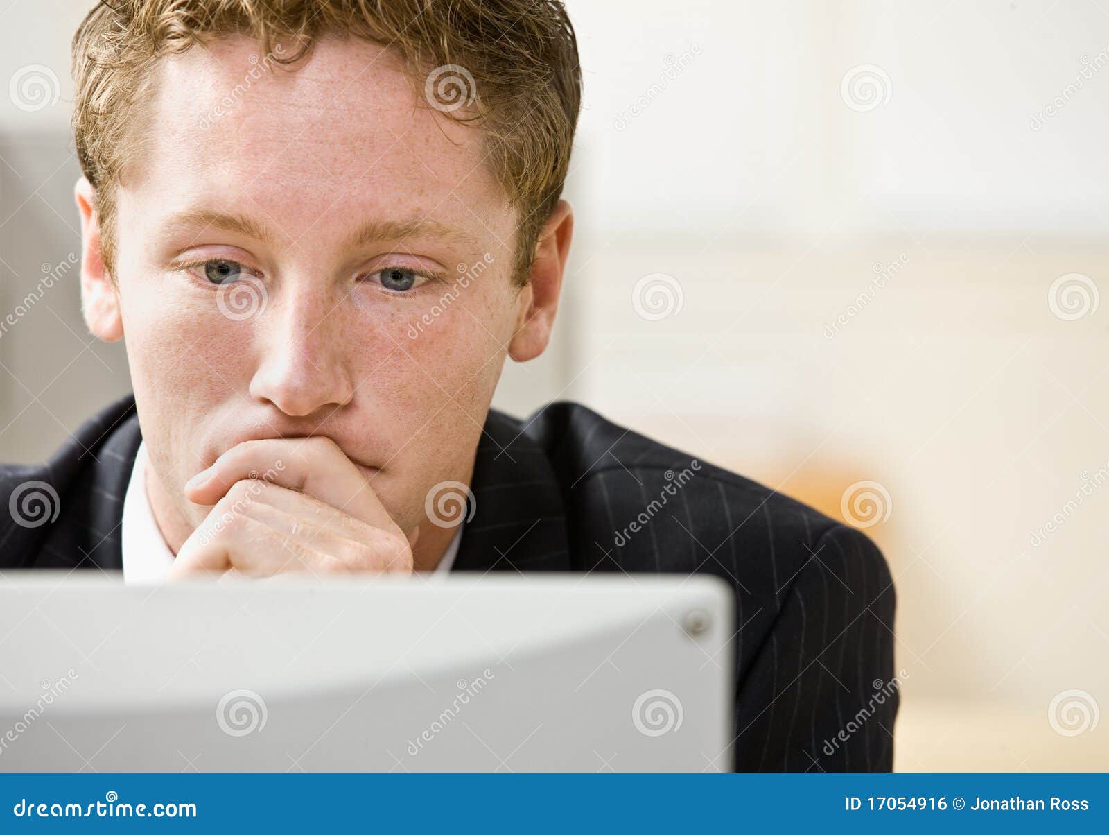 Businessman Staring at Computer Stock Photo - Image of nervous, toiling ...