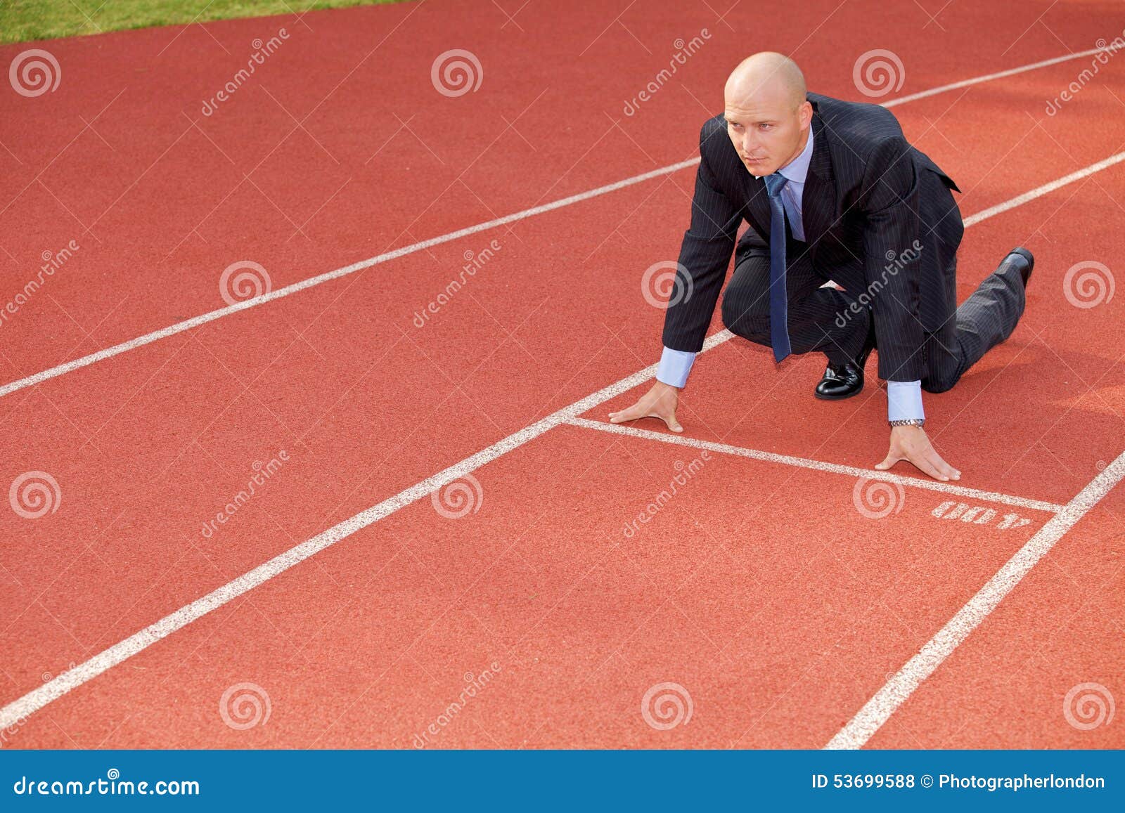 Businessman at the Start Line of Running Track Stock Photo - Image of ...
