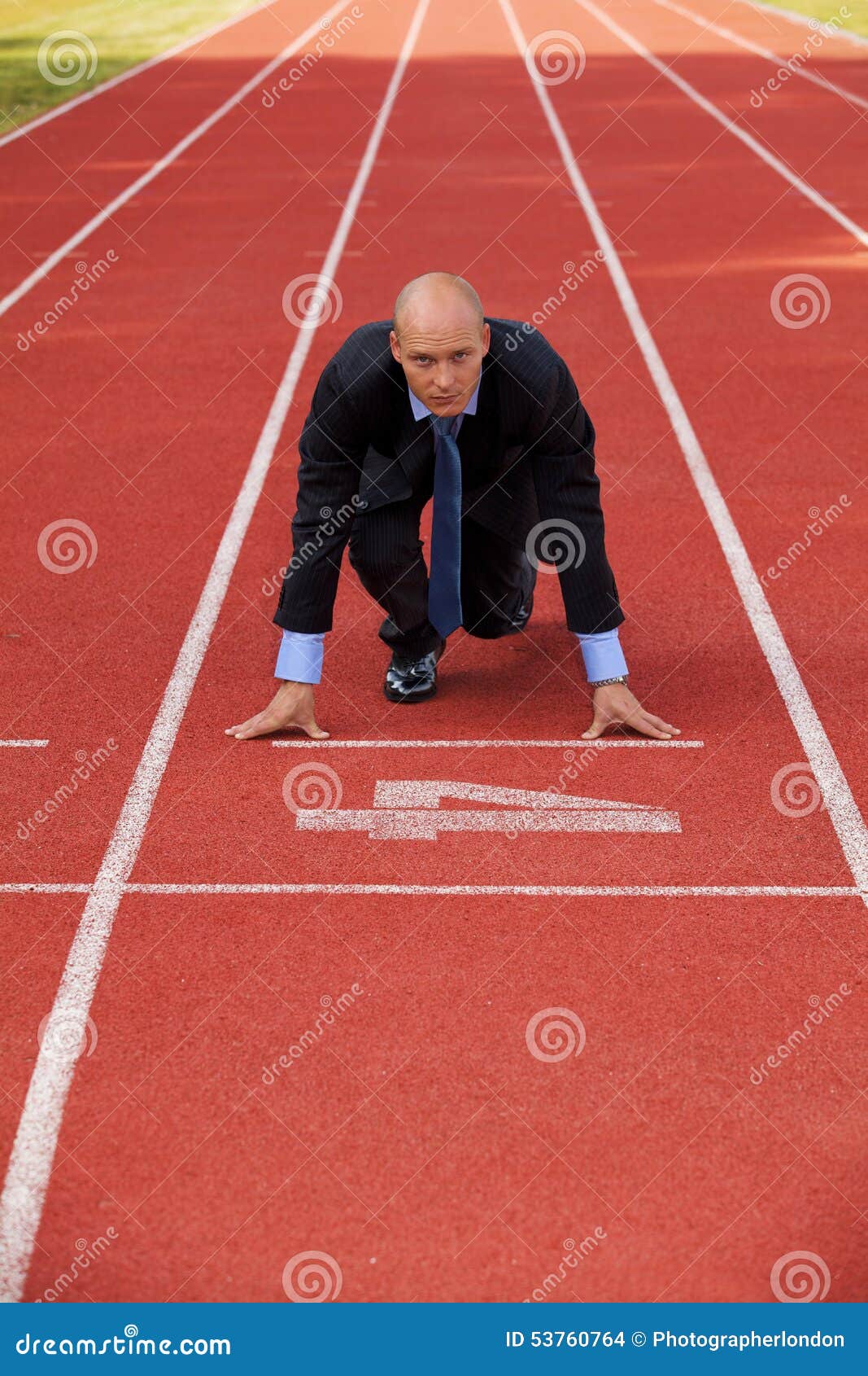 Businessman at the Start Line of Running Track Stock Photo - Image of ...