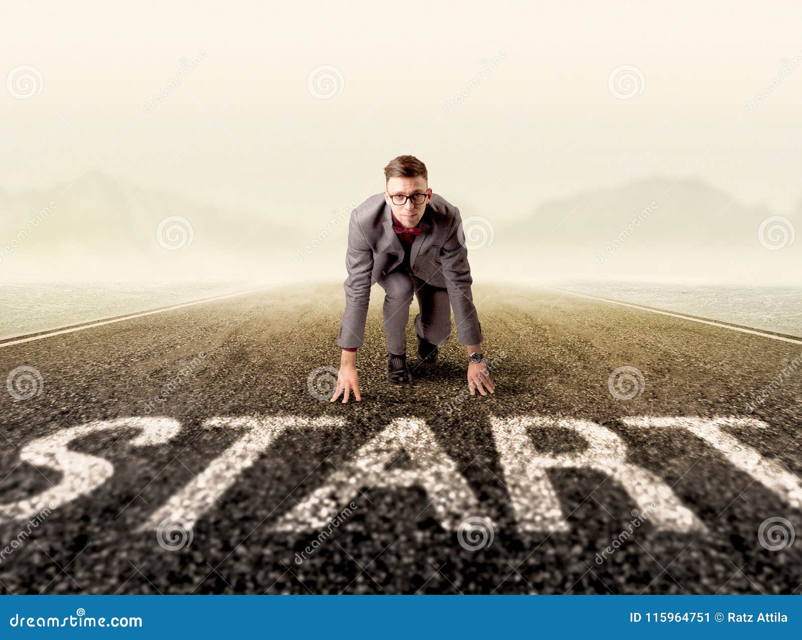 Businessman at start line stock image. Image of compete - 115964751