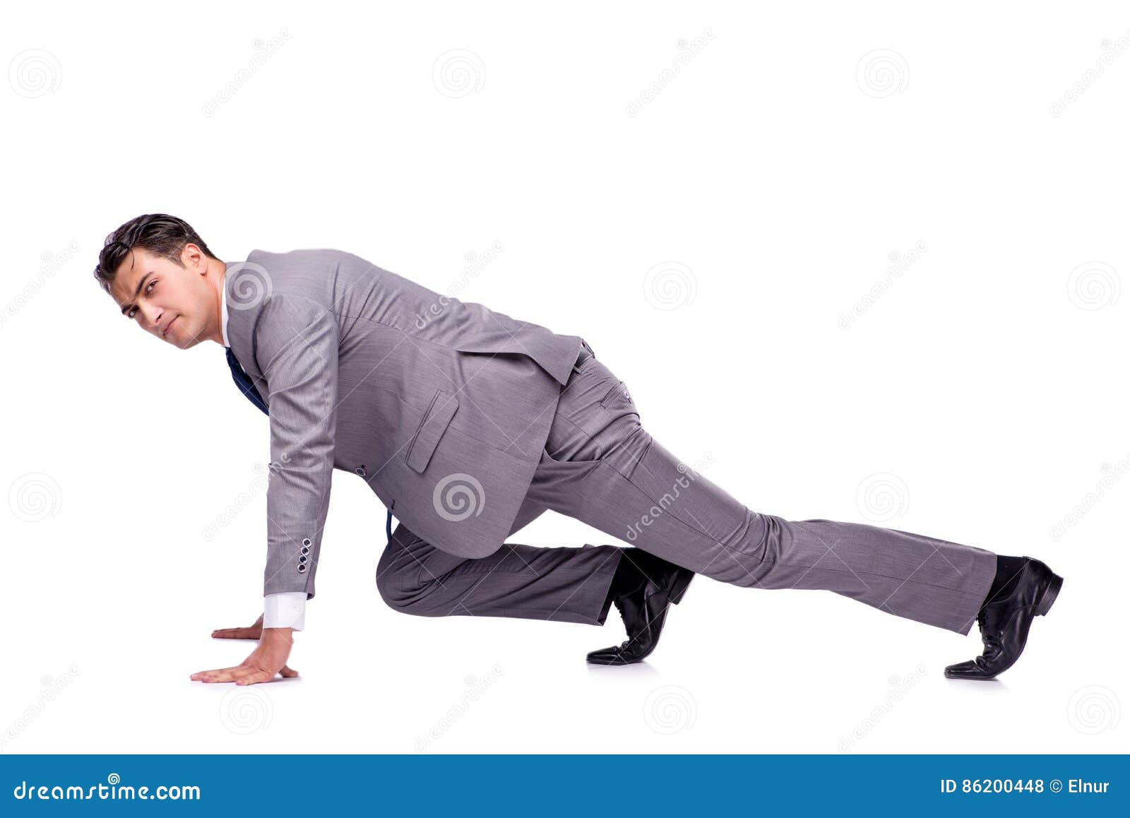 The Businessman on Start Ready for Running Isolated on White Stock ...