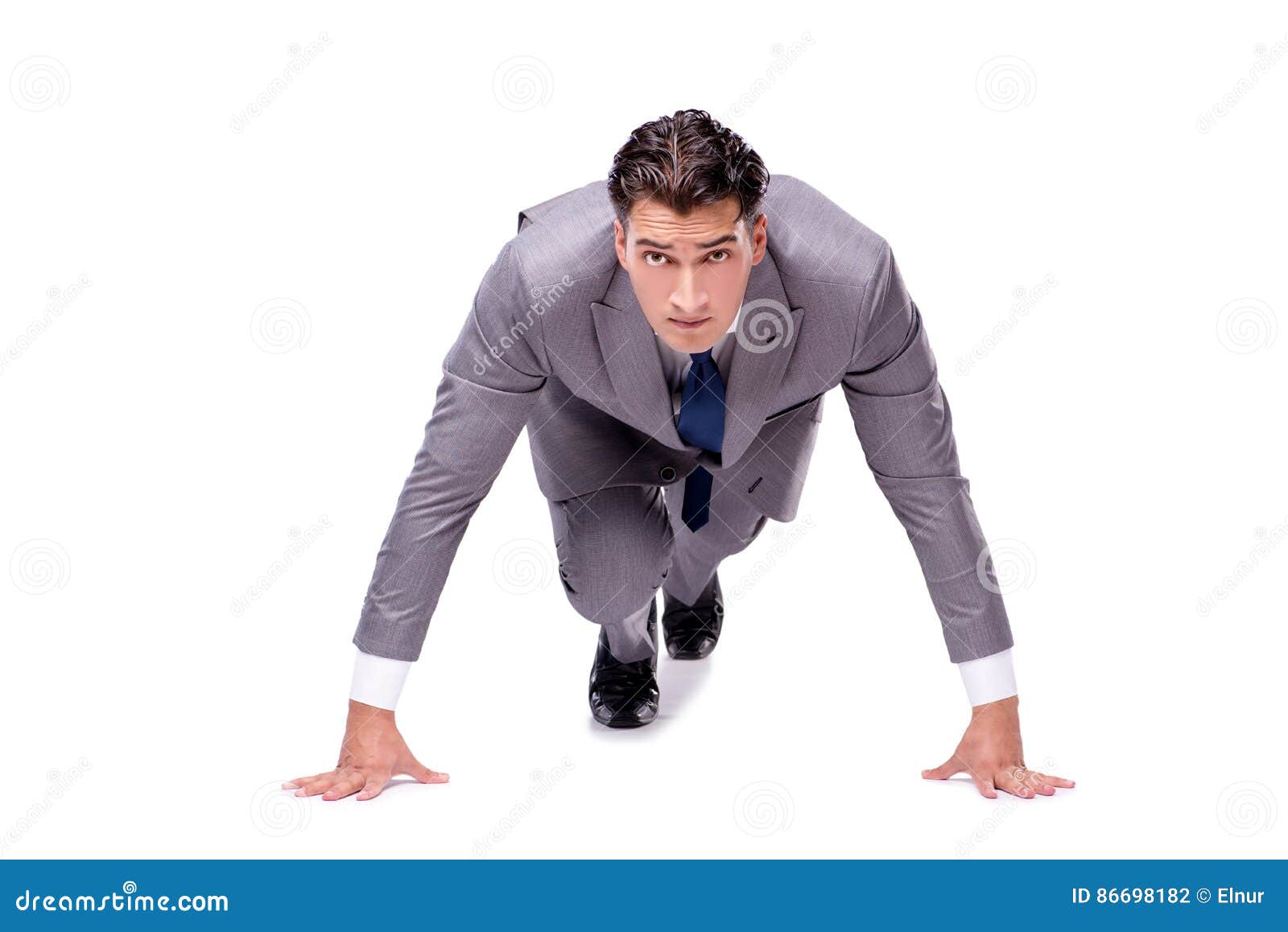 The Businessman on Start Ready for Running Isolated on White Stock ...