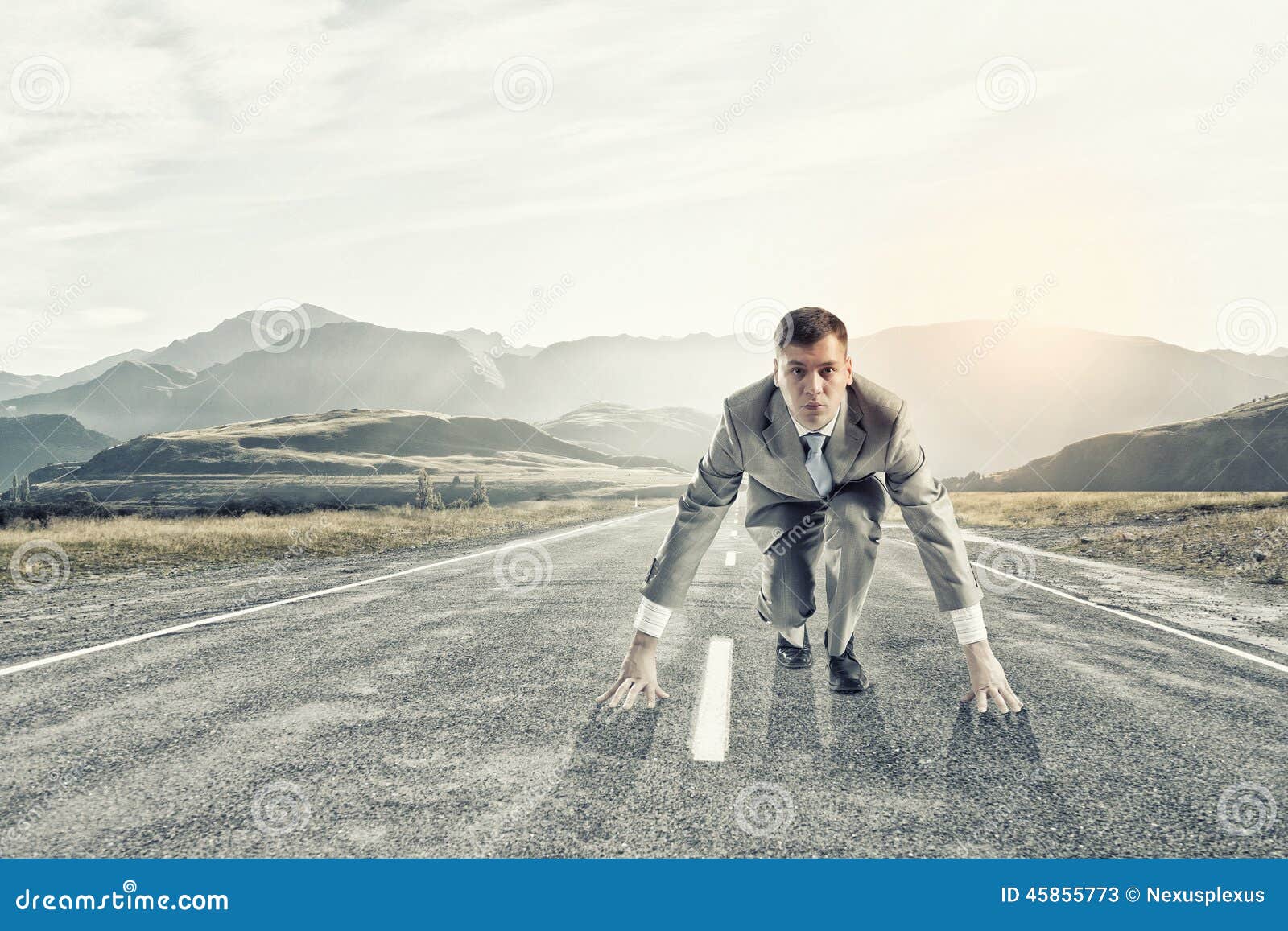 Businessman at start stock image. Image of sport, success - 45855773