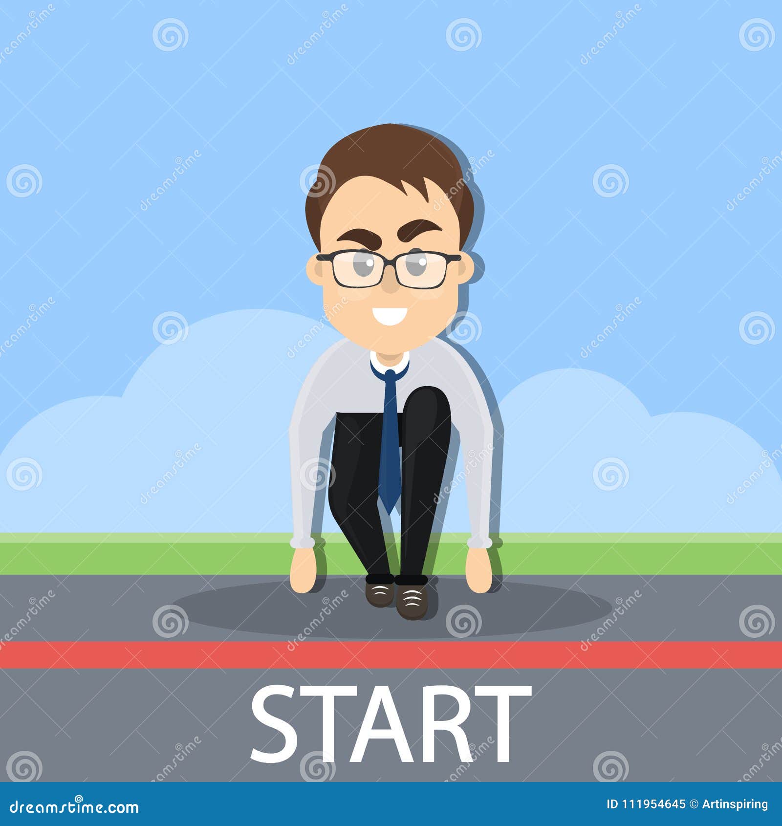 Businessman starting race. stock vector. Illustration of businessman ...