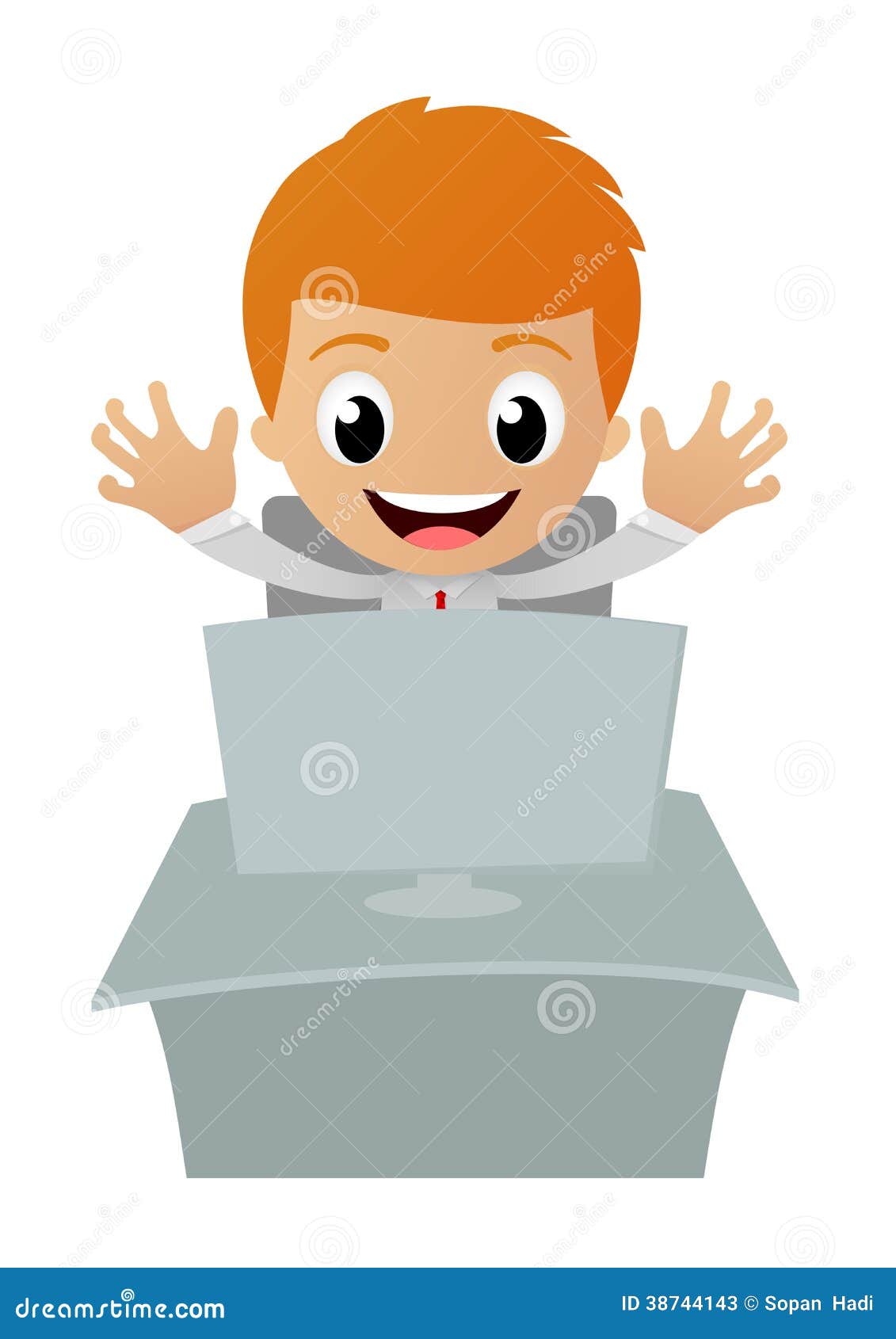 Businessman Starting Run the Computer Stock Vector - Illustration of ...