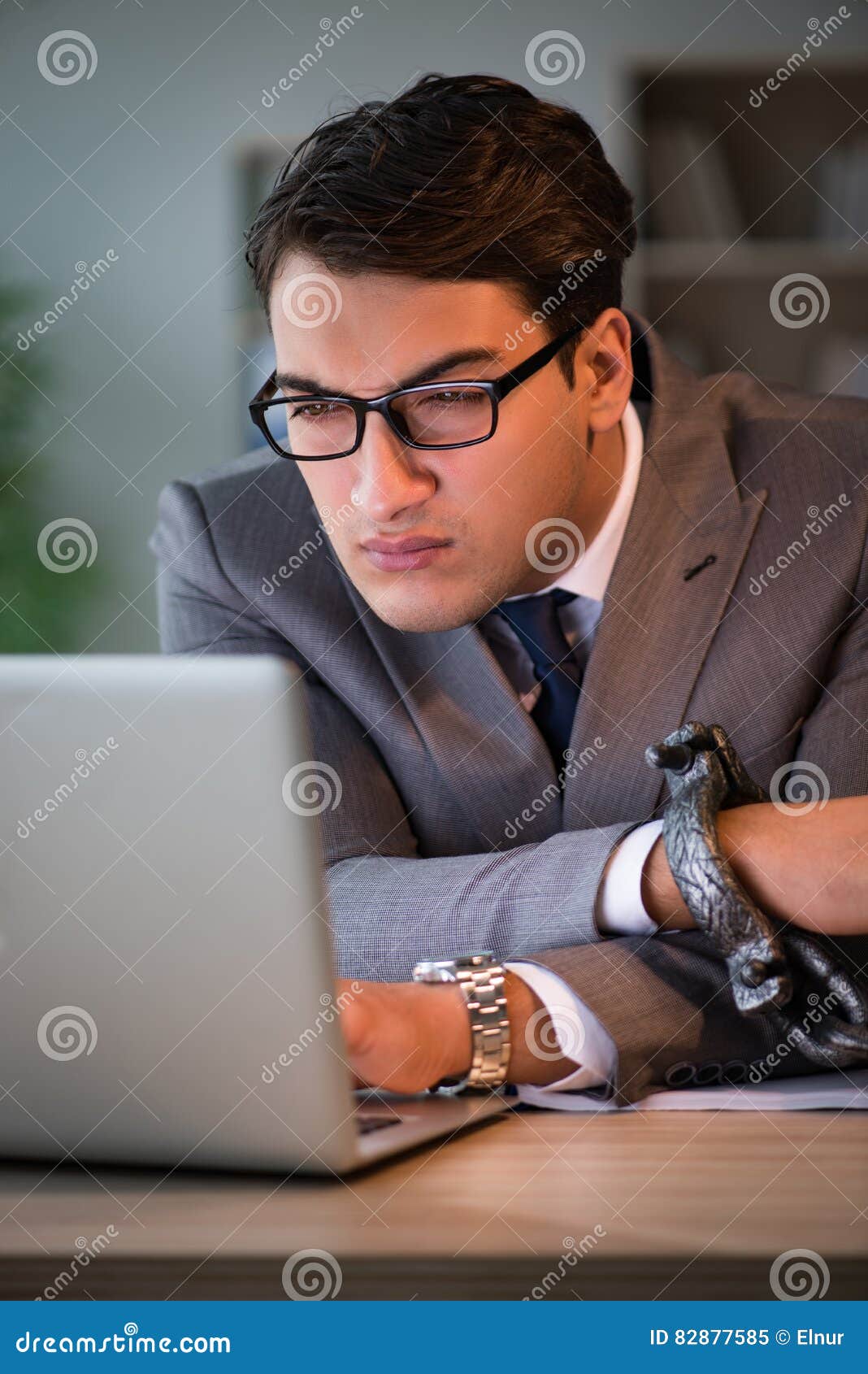 The Businessman Staying in the Office for Long Hours Stock Image ...