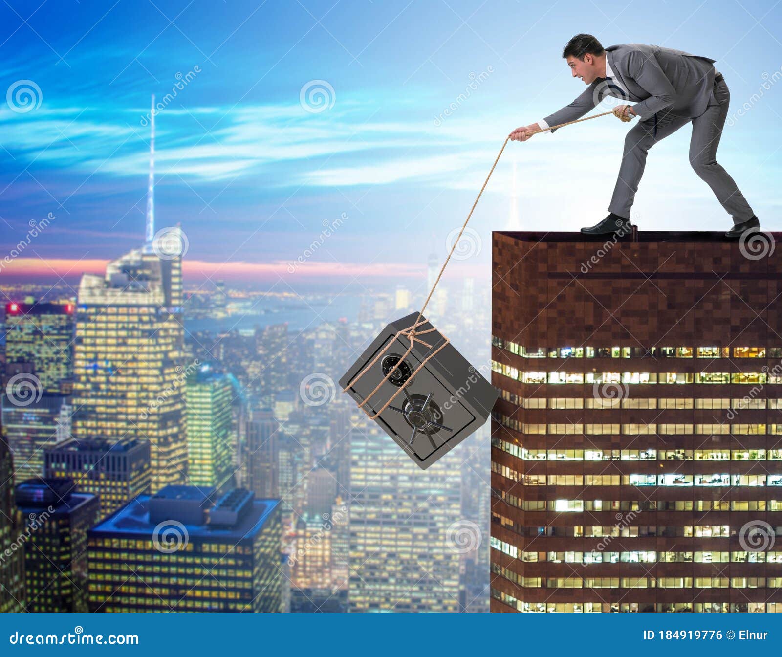 Businessman Stealing Safe from Building Stock Photo - Image of mafia ...