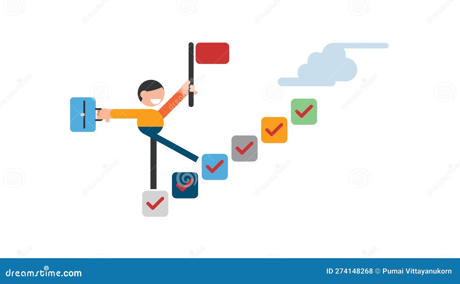 Businessman Step on Checklist To Progress To Target Stock Vector ...