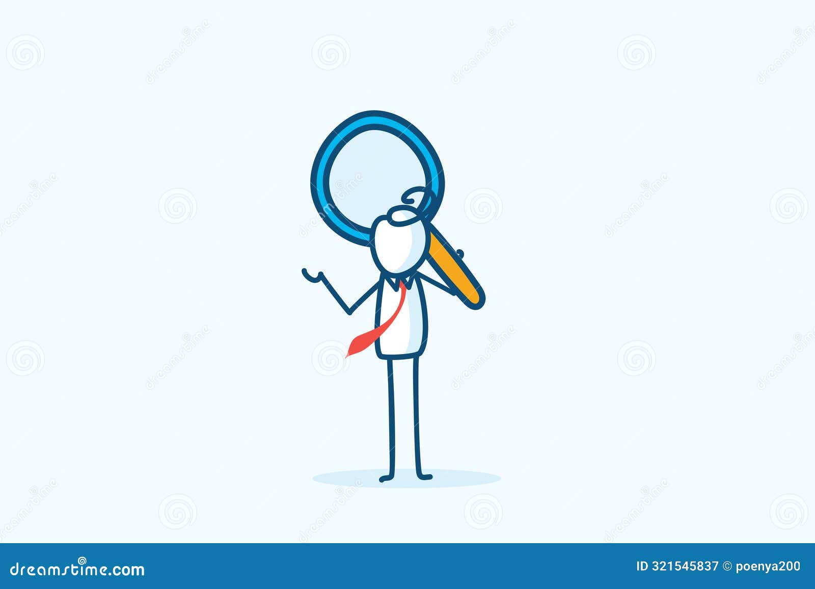 Businessman Stick Figure Character Holding a Large Magnifying Glass ...