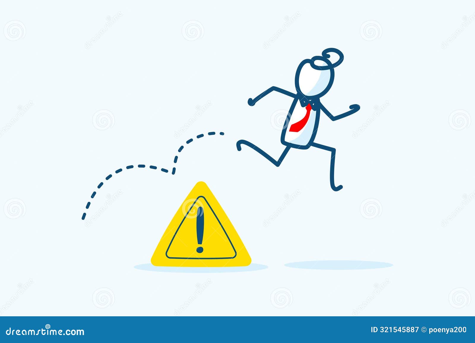 Businessman Stick Figure Character Jump Pass an Exclamation Attention ...