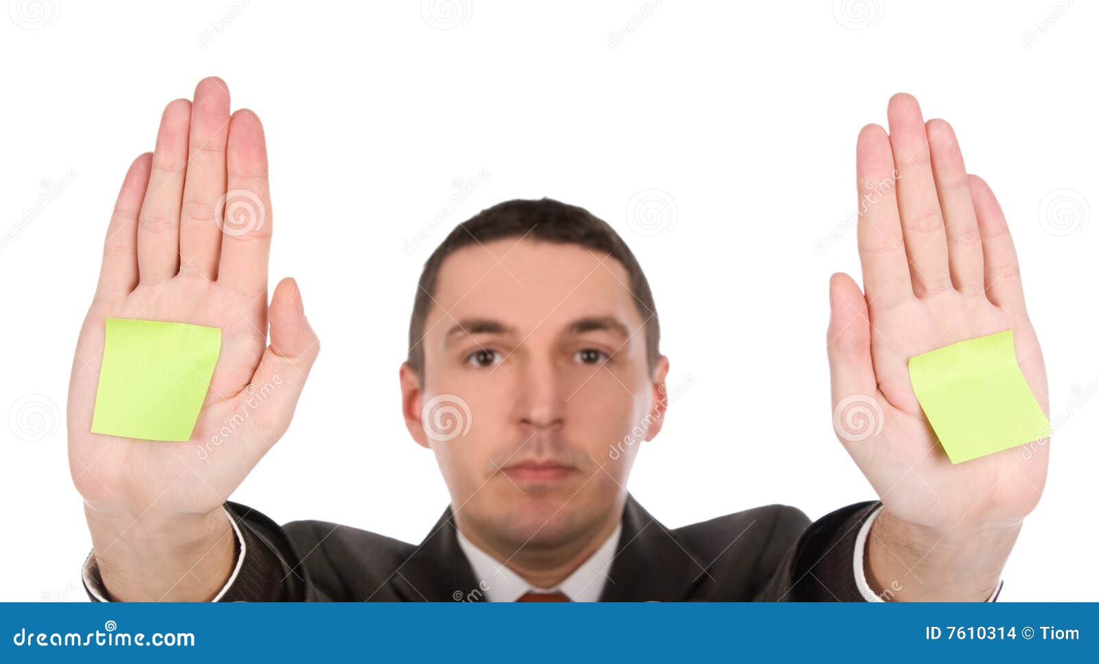 Businessman with Sticker on Hands Stock Photo - Image of business ...