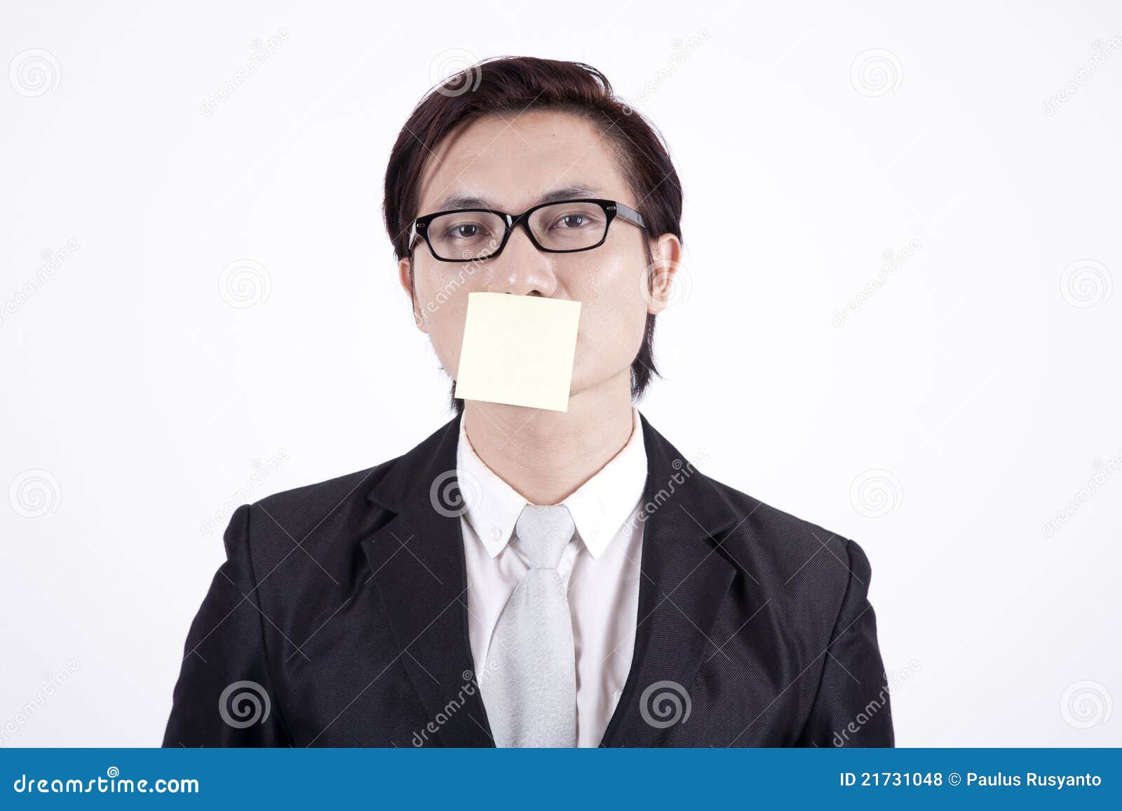 Businessman with Sticky Note on His Mouth Stock Photo - Image of post ...