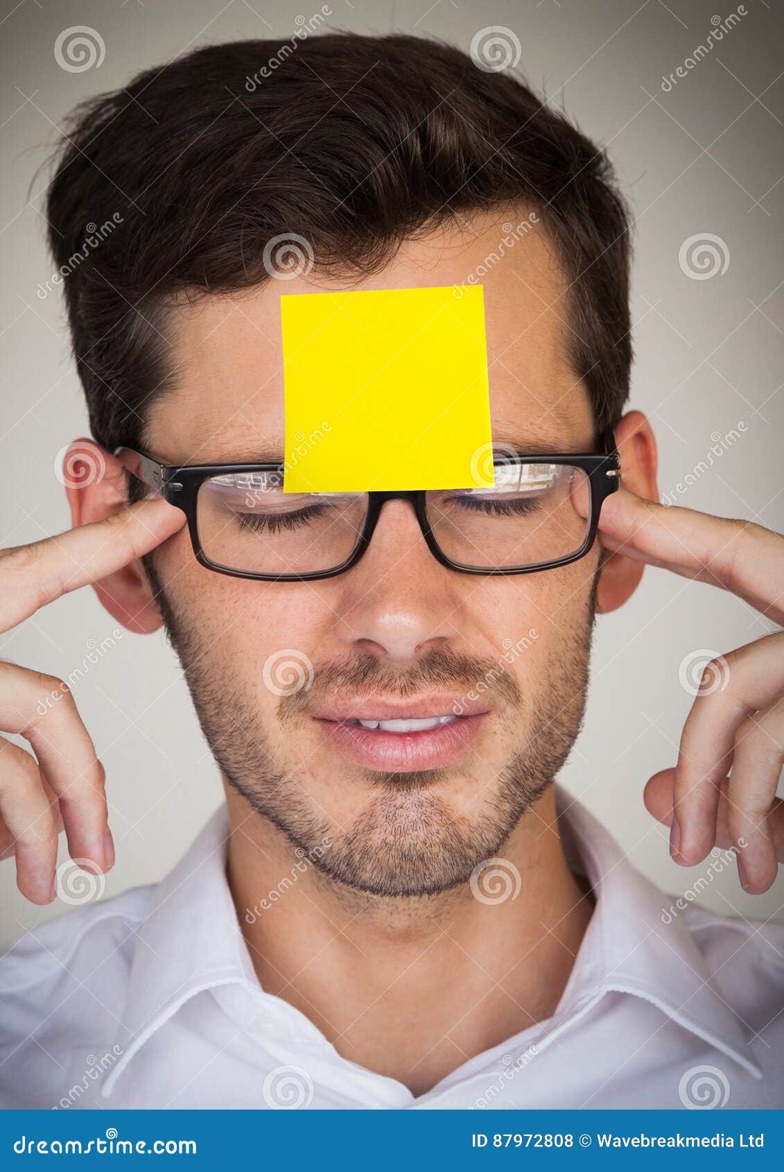 Businessman With Sticky Note On Forehead Stock Photo | CartoonDealer ...