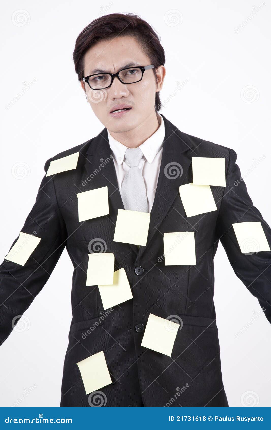 Businessman in Sticky Notes Stock Photo - Image of executive, handsome ...
