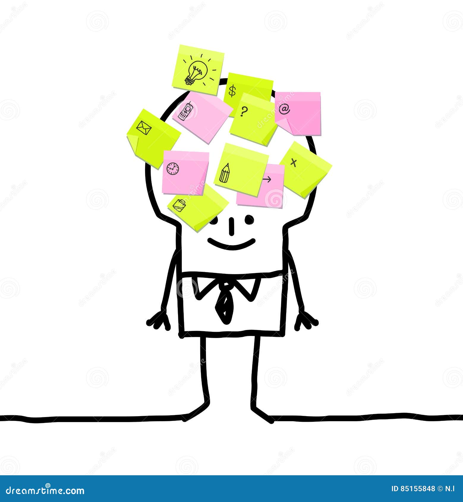 Businessman with Sticky Notes Stock Vector - Illustration of notes ...