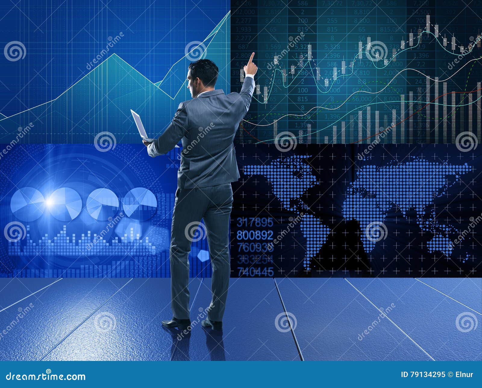 The Businessman in Stock Exchange Trading Concept Stock Illustration ...