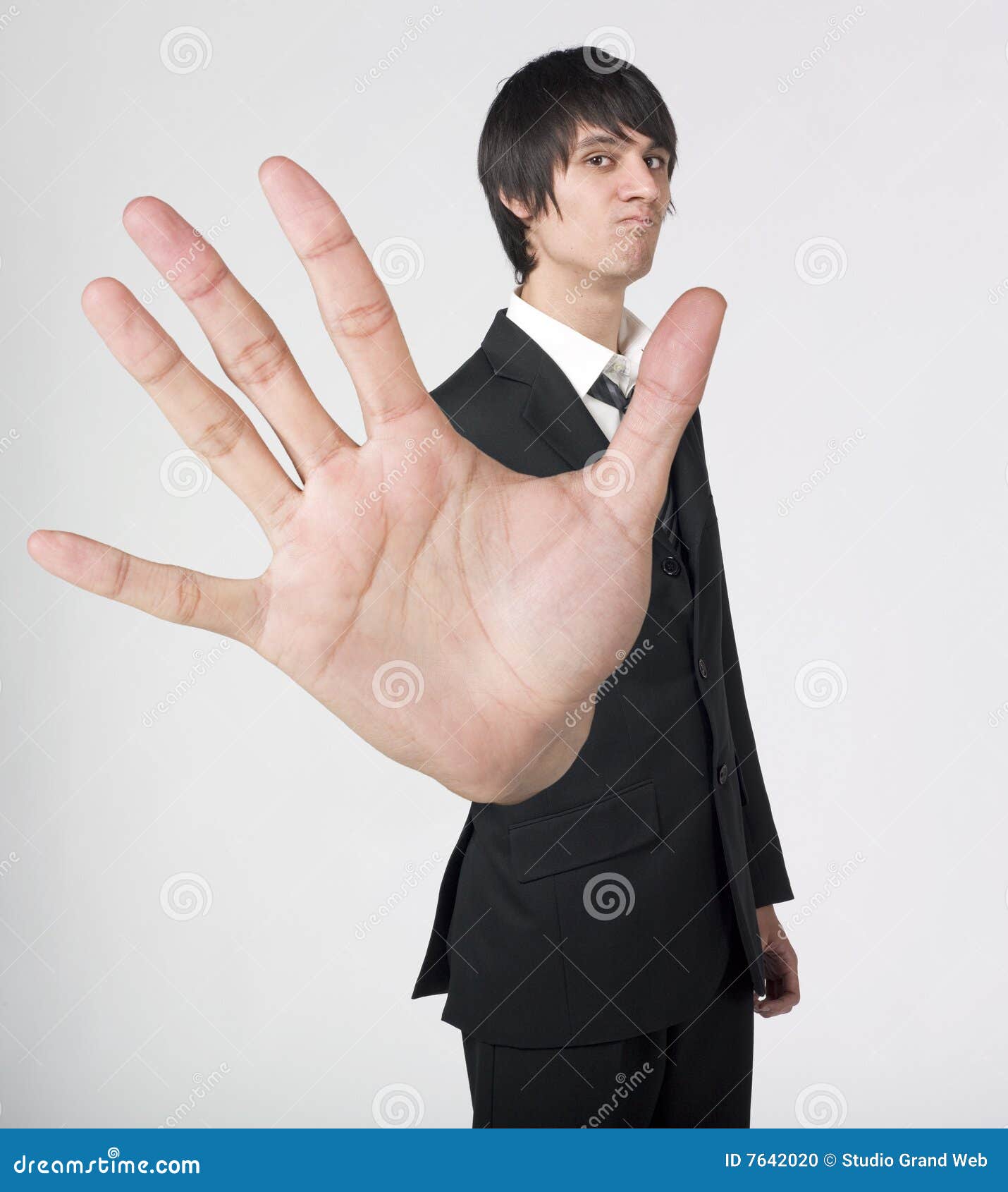 Businessman and Stop Gesture Stock Photo - Image of inform, angry: 7642020