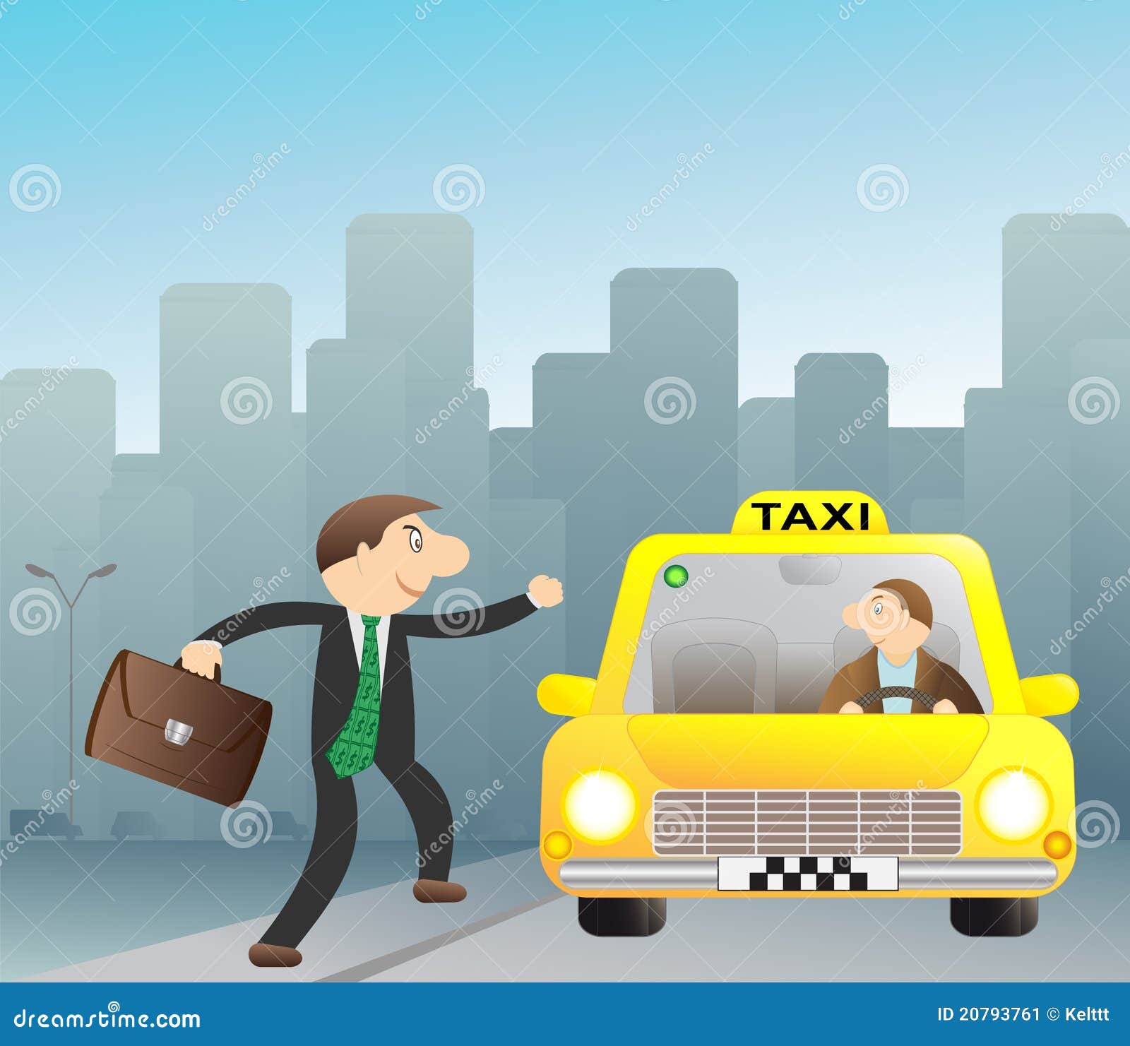 Businessman Stops Free Taxi Stock Vector - Illustration of patron ...