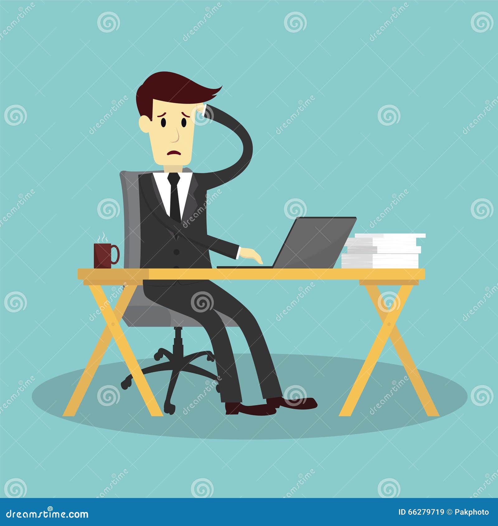 Businessman Stressed and Exhausted Stock Vector - Illustration of work ...