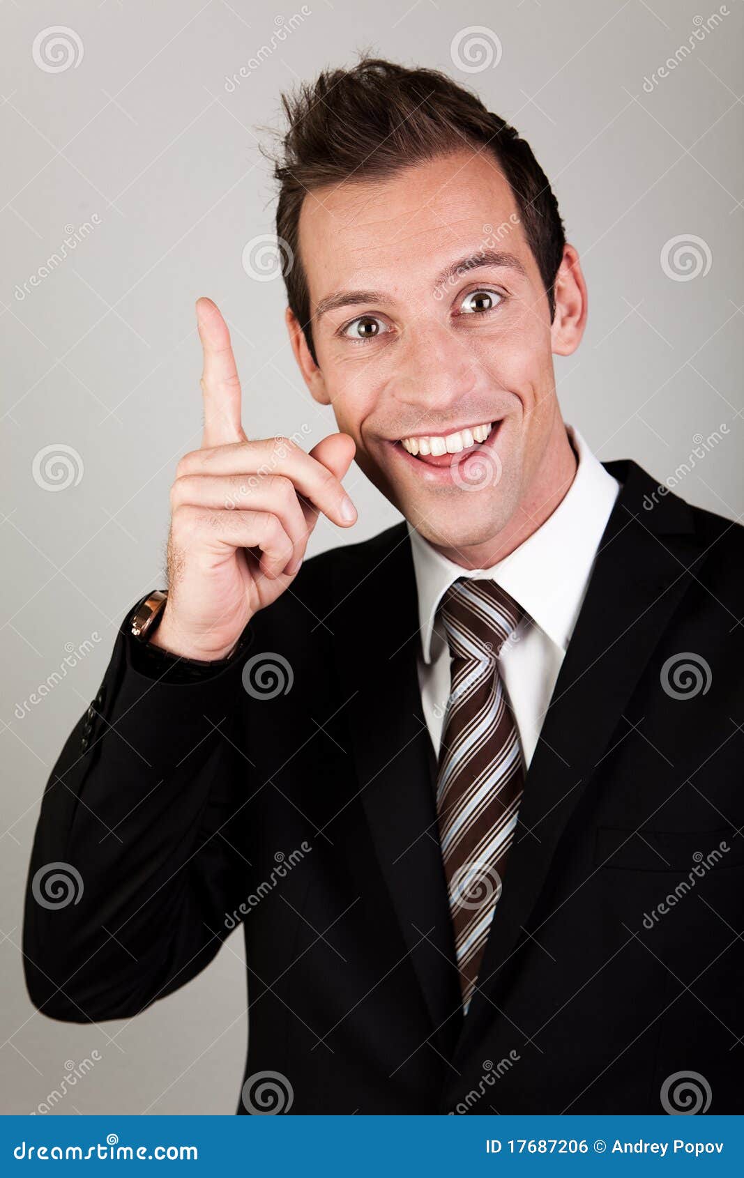 Businessman Striked with New Idea Stock Photo - Image of finger ...
