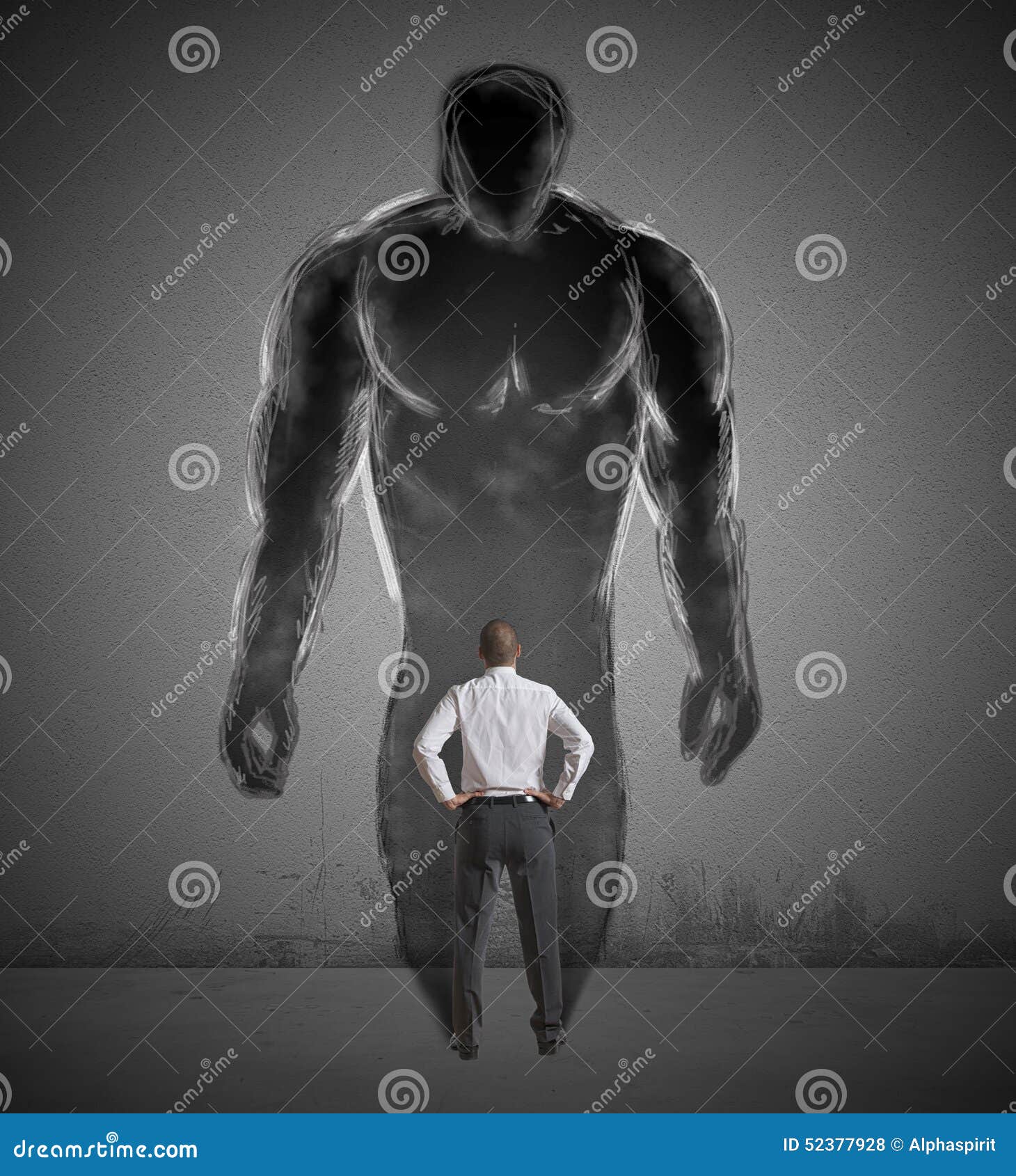 Businessman and Strong Shadow Stock Photo - Image of leader, energy ...
