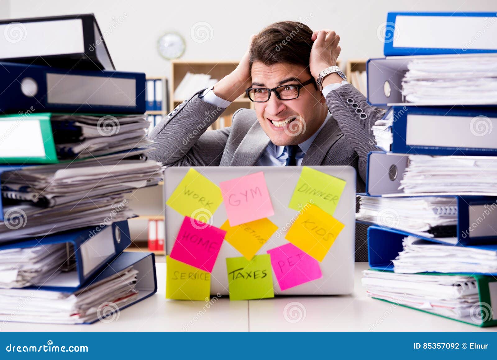 The Businessman Struggling with Multiple Priorities Stock Photo - Image ...