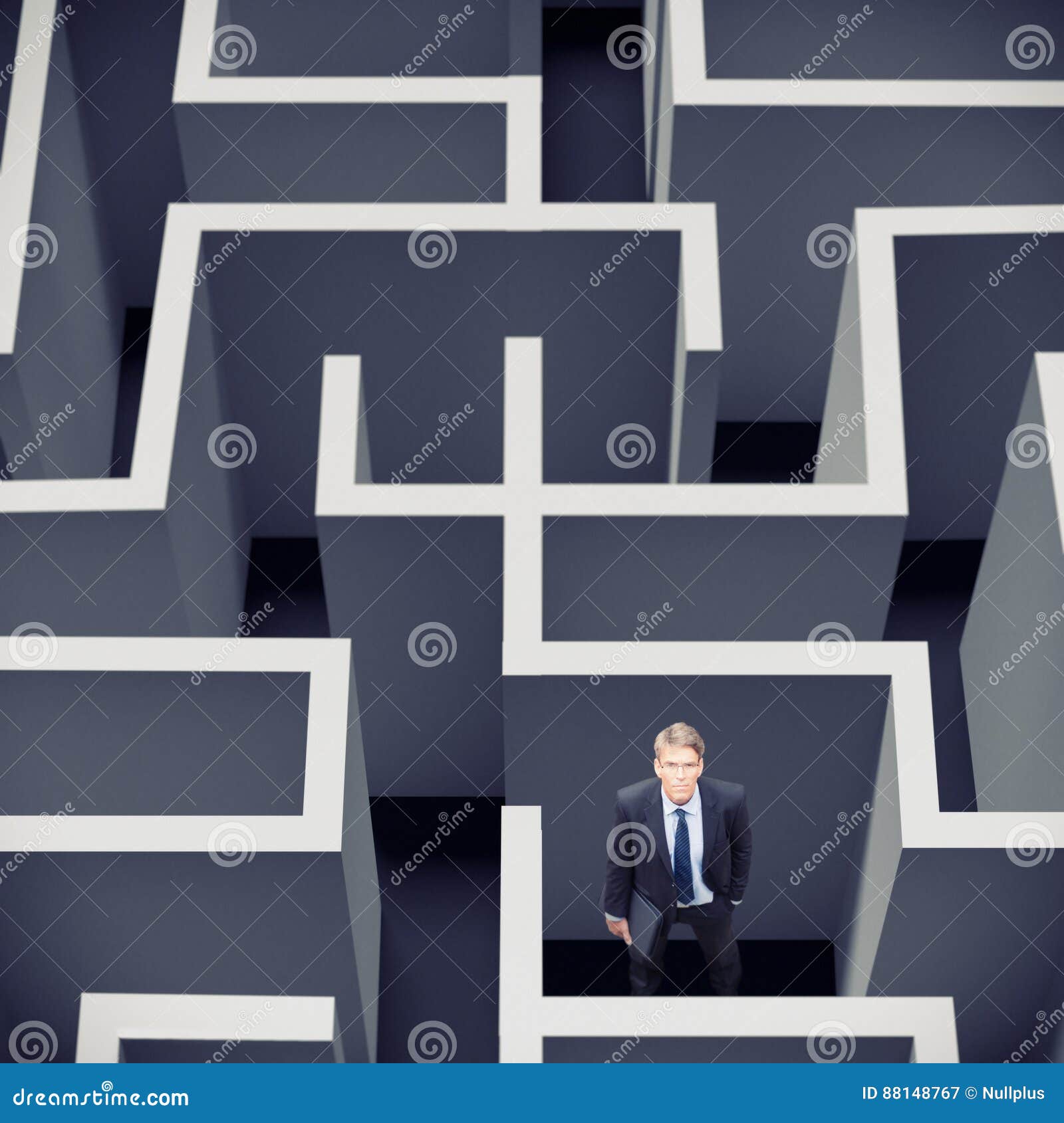 Businessman Stuck in a Maze Stock Image - Image of confident ...