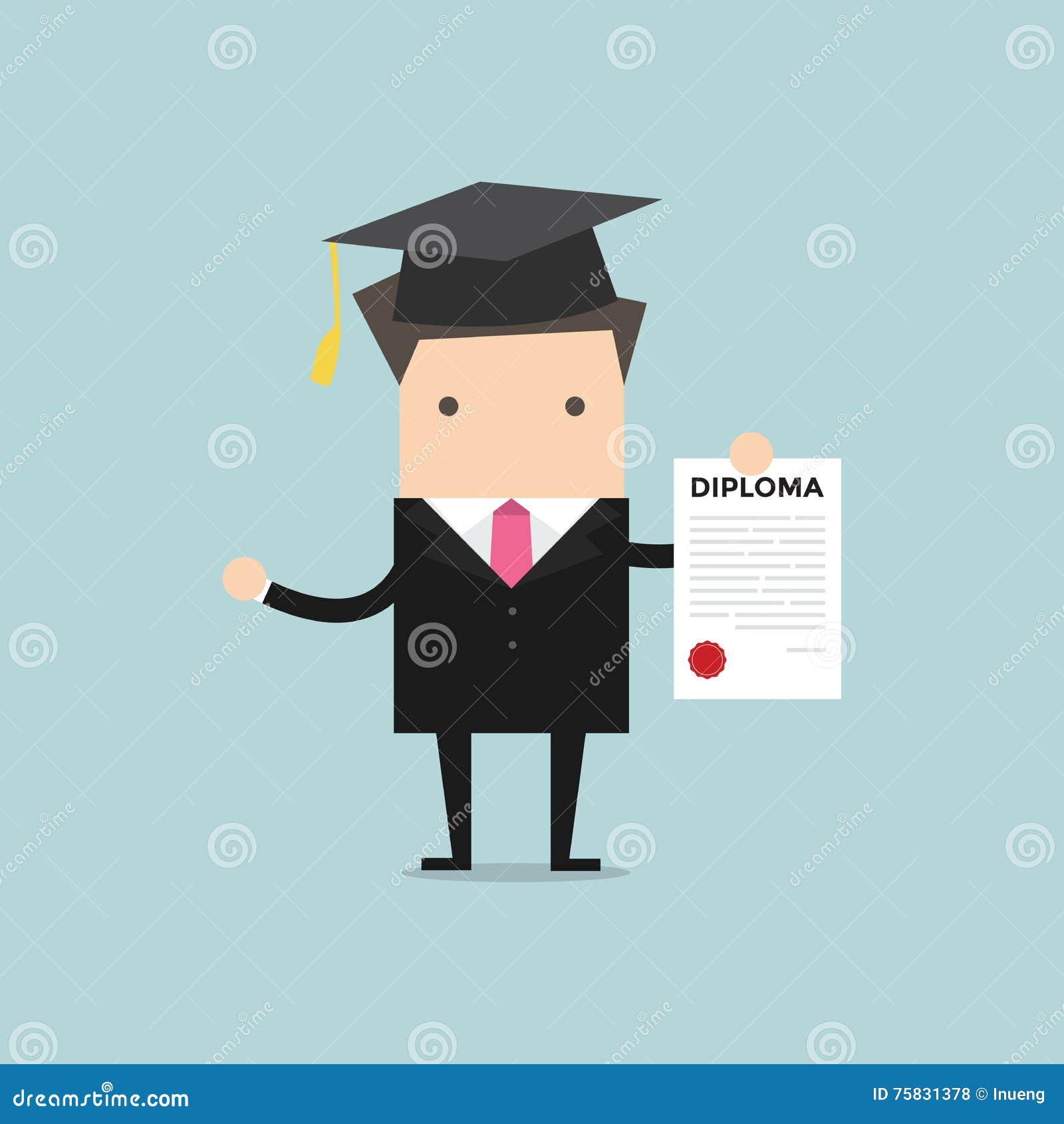 Student Completion Certificate And Cap Cartoon Vector | CartoonDealer ...