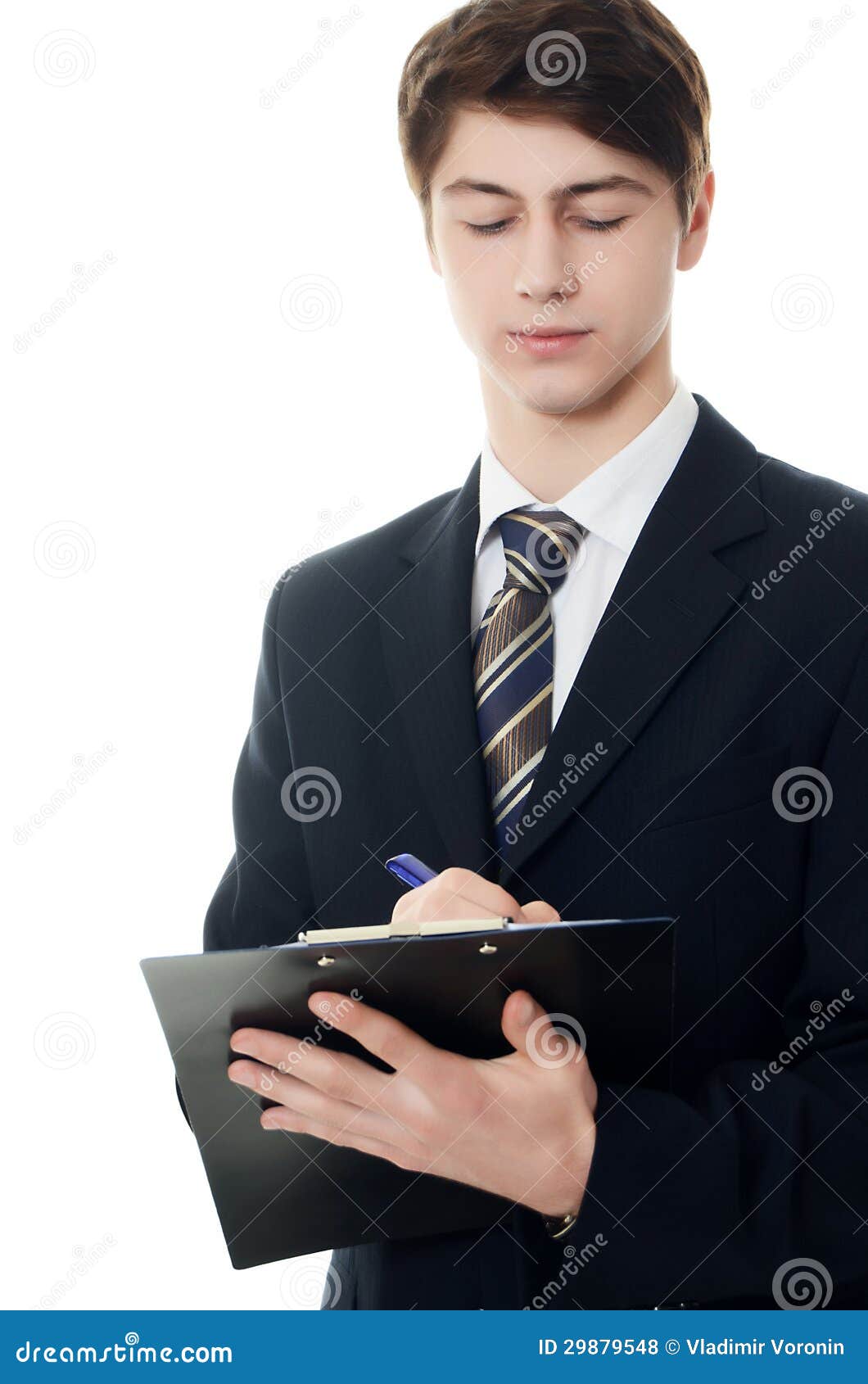 The Businessman Study the Chart Isolated on White Background Stock ...