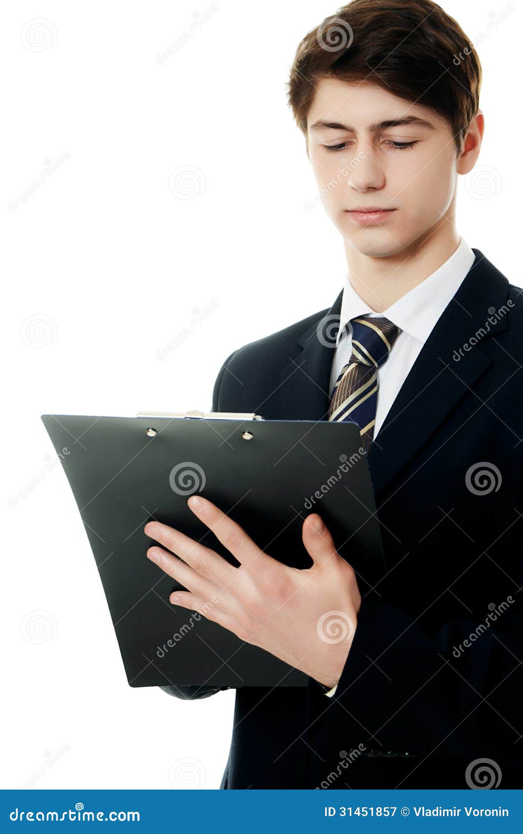 The Businessman Study the Chart Isolated on White Background Stock ...