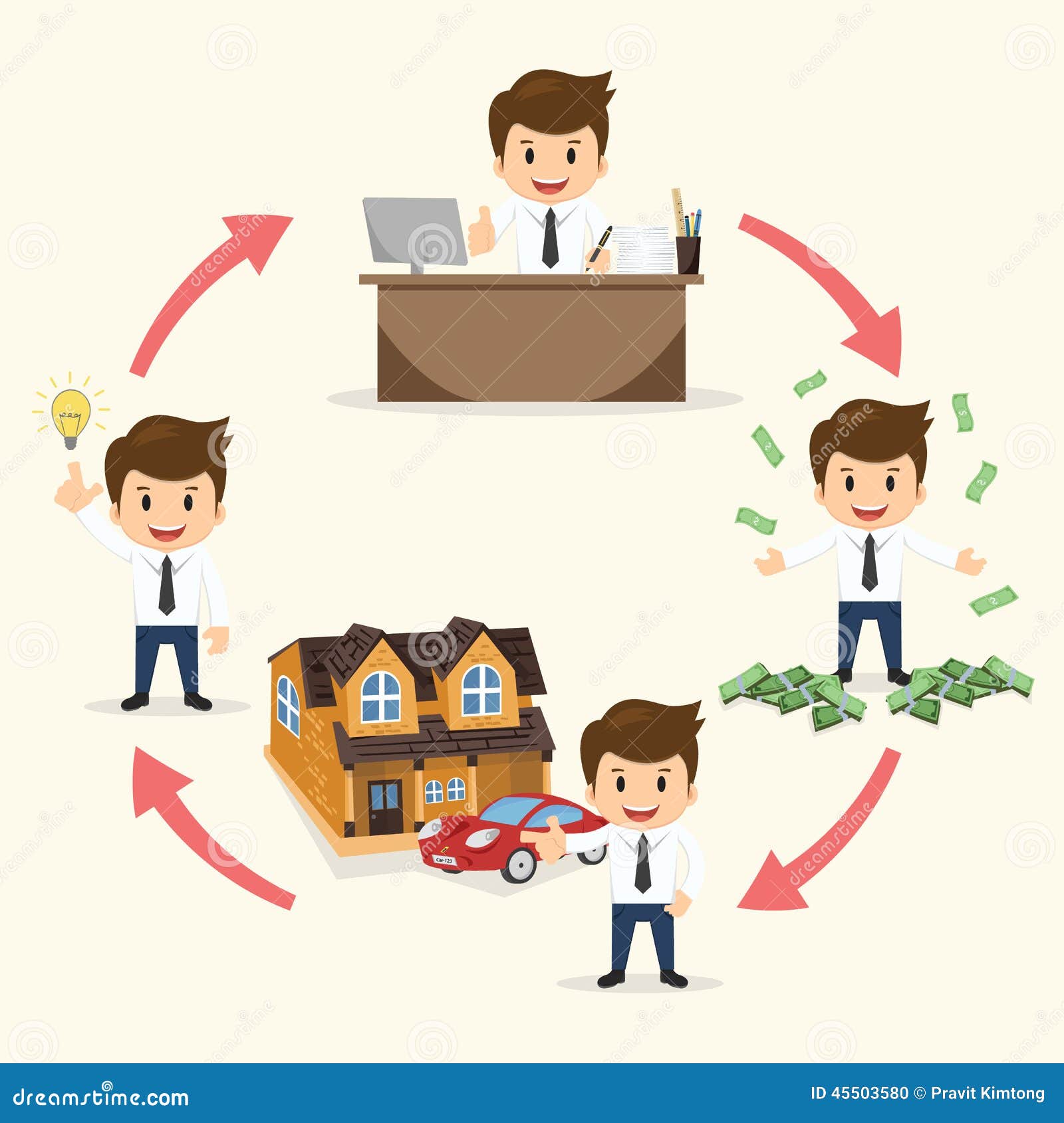 Businessman Success Circle Work Set Vector Illustration Stock Vector ...